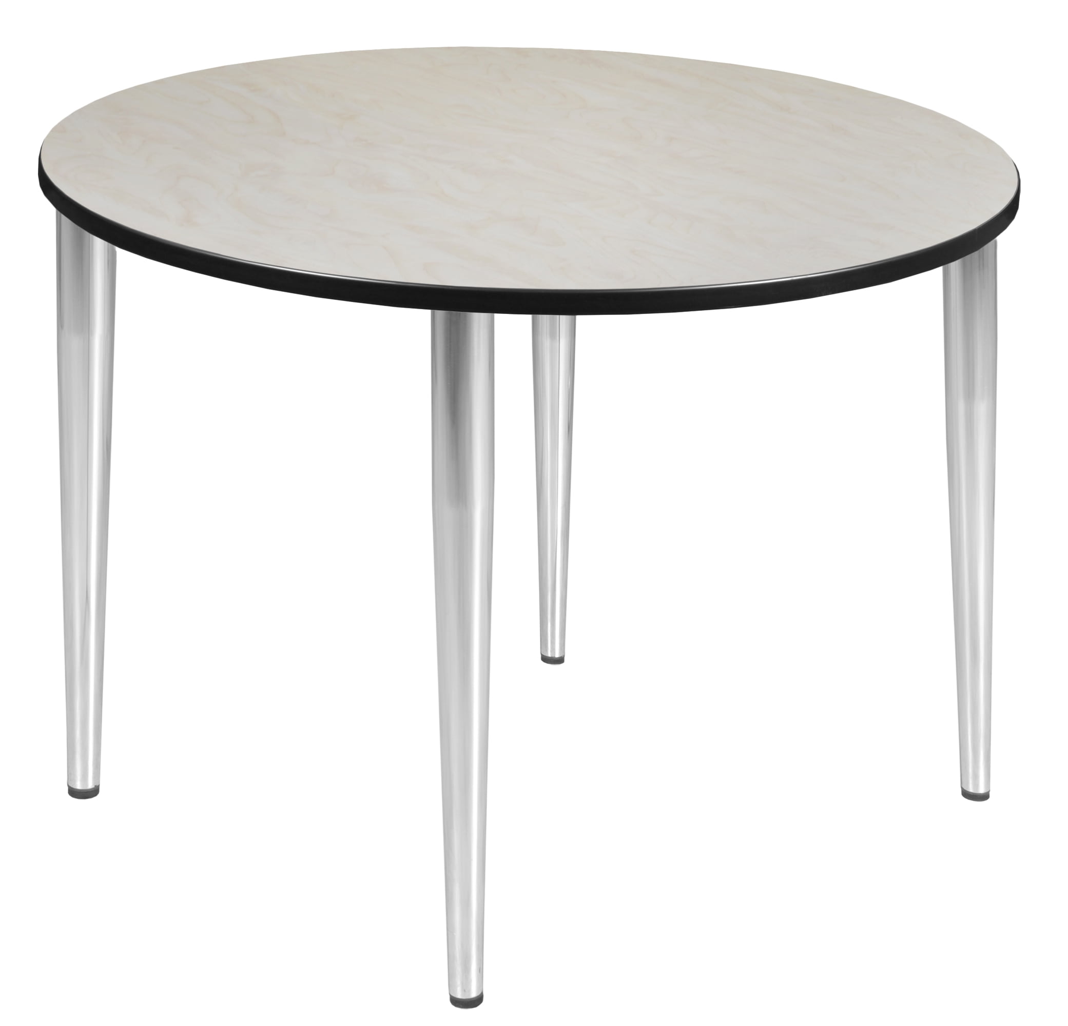 Romig Arco 48 in. Round Breakroom Table- Maple Top, Chrome Tapered Legs ...