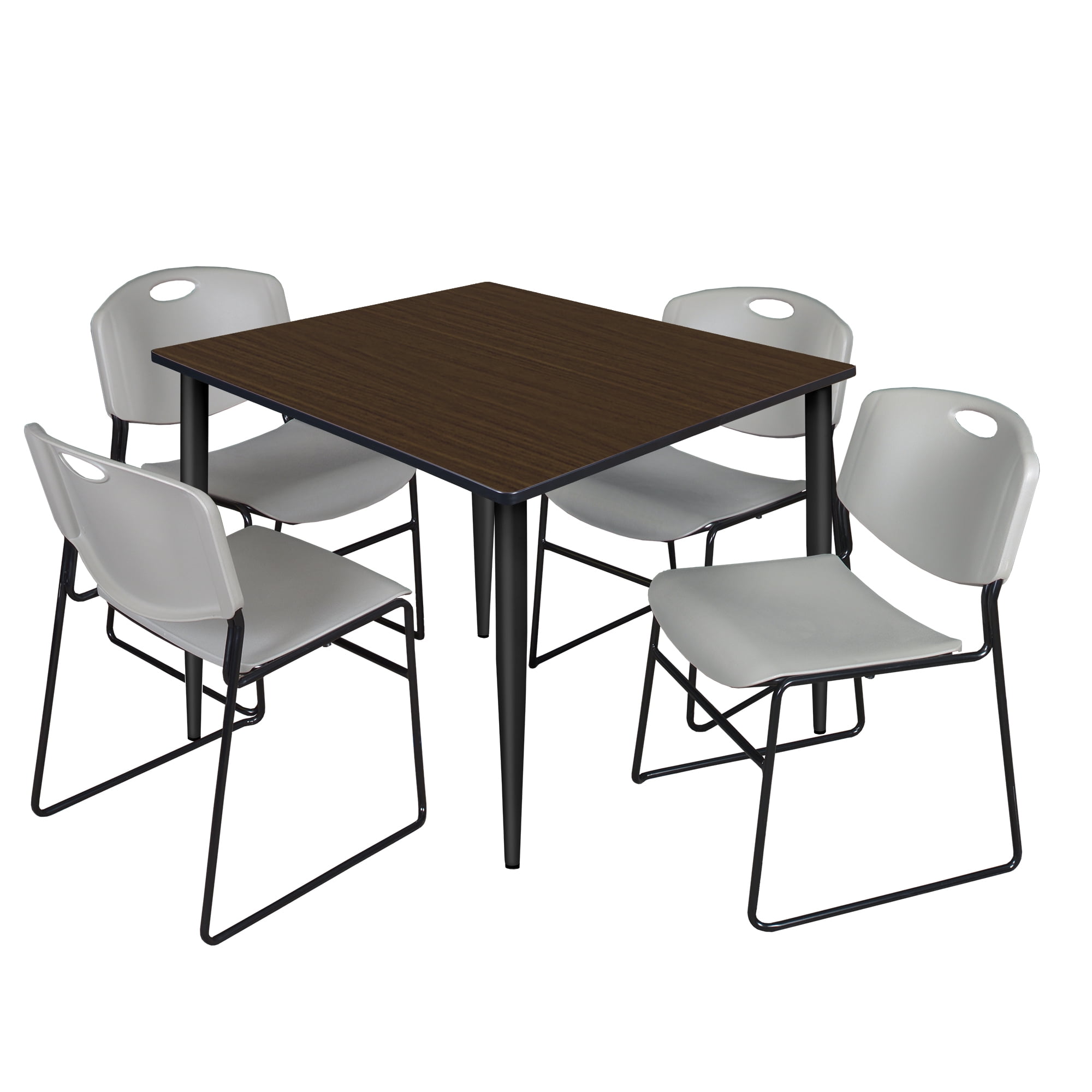 Romig Arco 48 in. Square Breakroom Table- Neo Walnut Top, Black Base ...