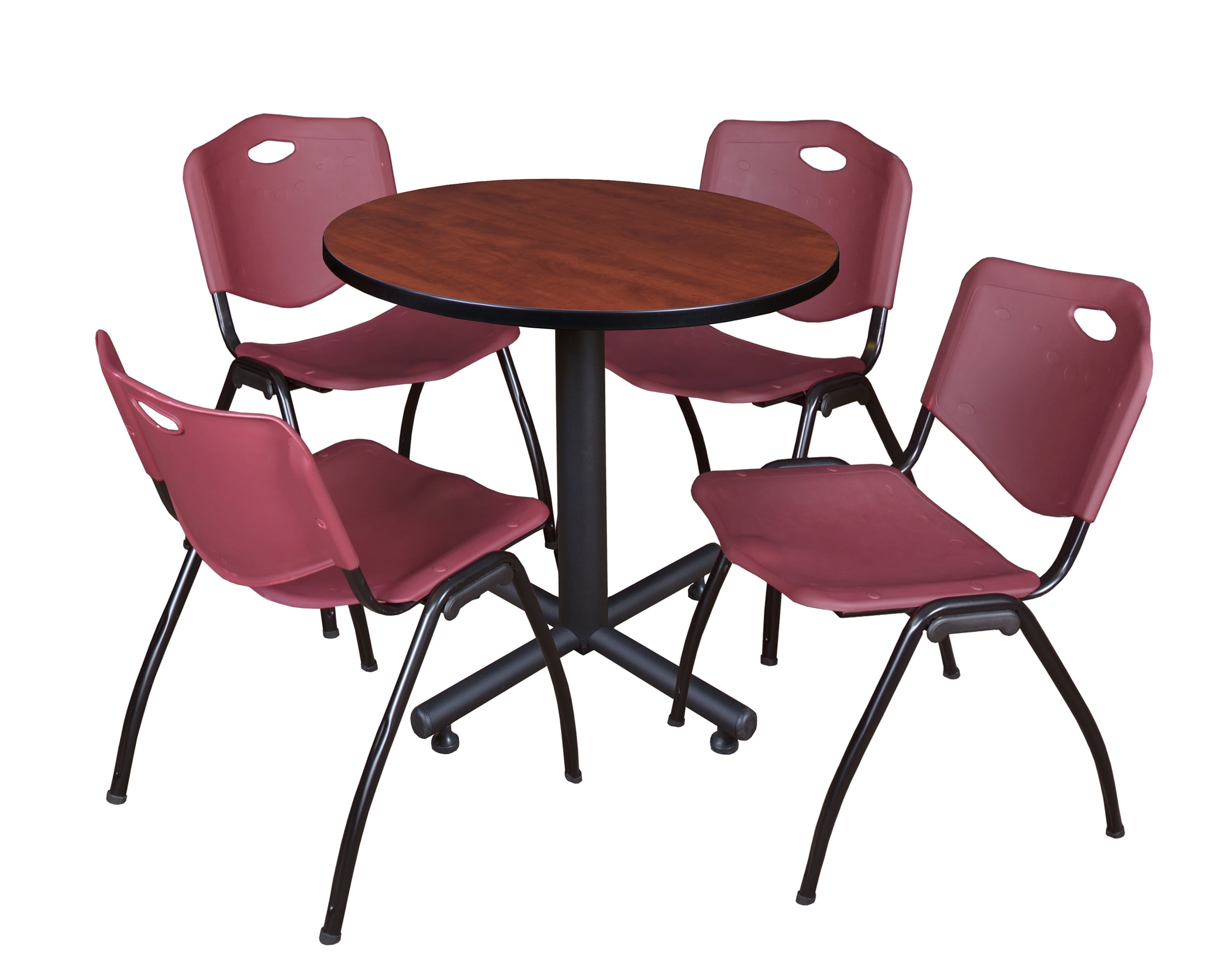 Romig Axis-Pro 30 in. Round X-Base Breakroom Table- Cherry, 4 M Stack ...