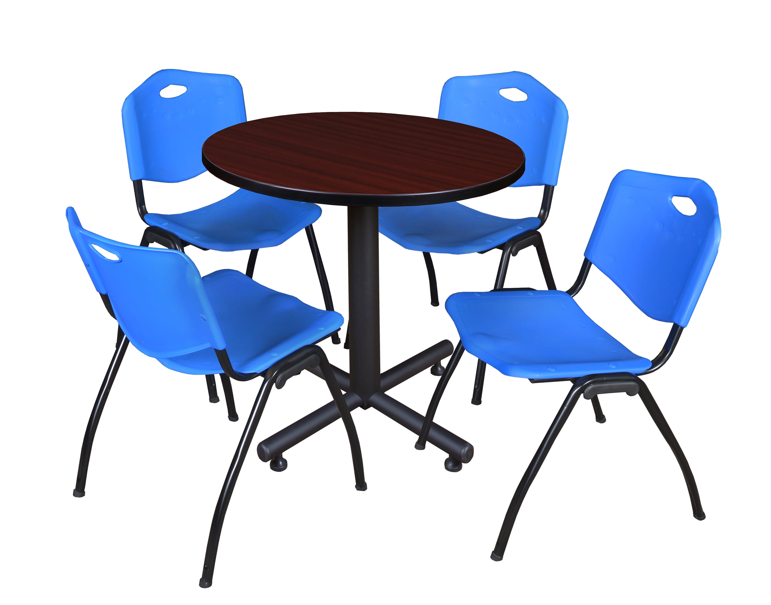 Romig Axis-Pro 30 in. Round X-Base Breakroom Table- Mahogany, 4 M Stack ...
