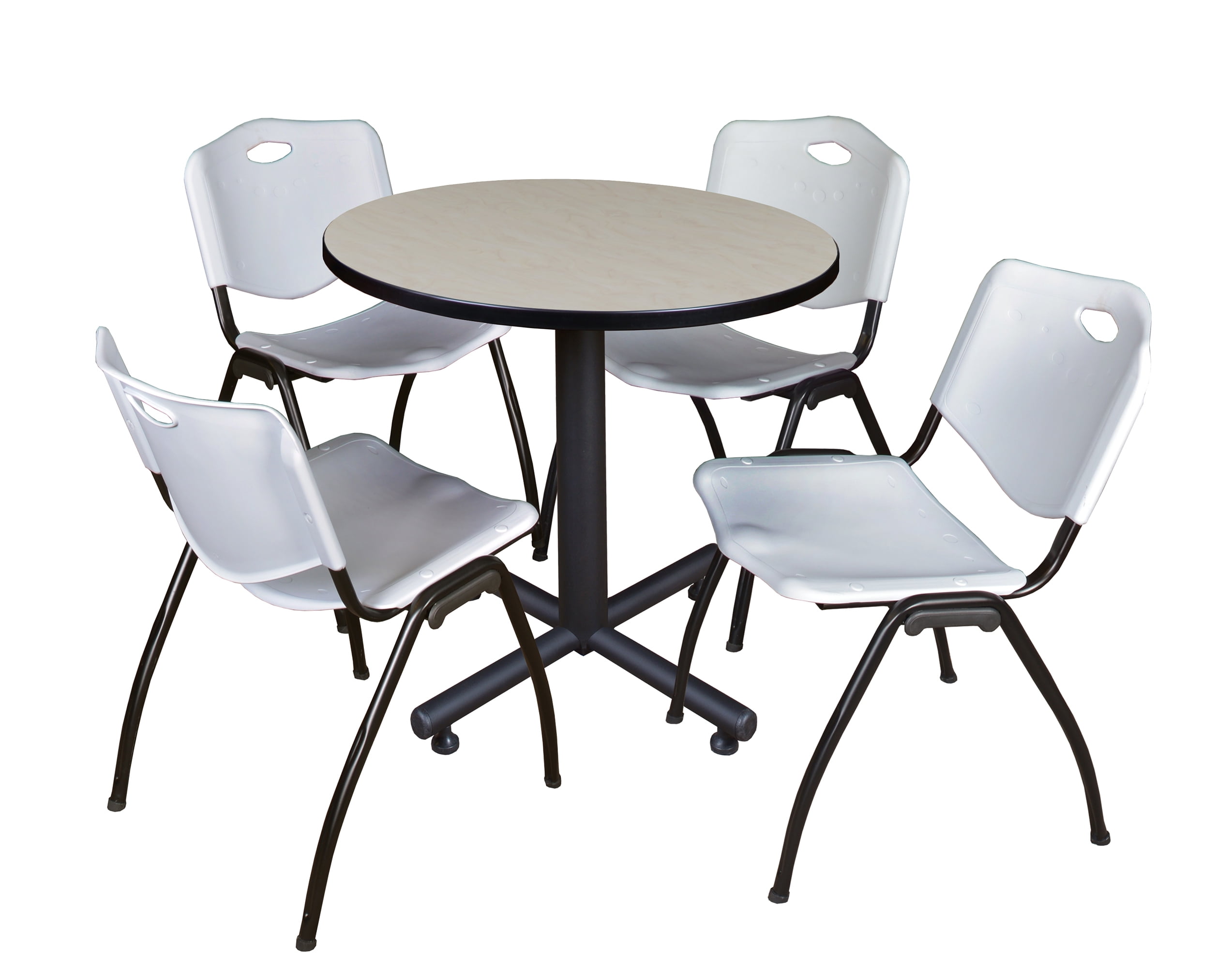 Romig Axis-Pro 30 in. Round X-Base Breakroom Table- Maple, 4 M Stack ...