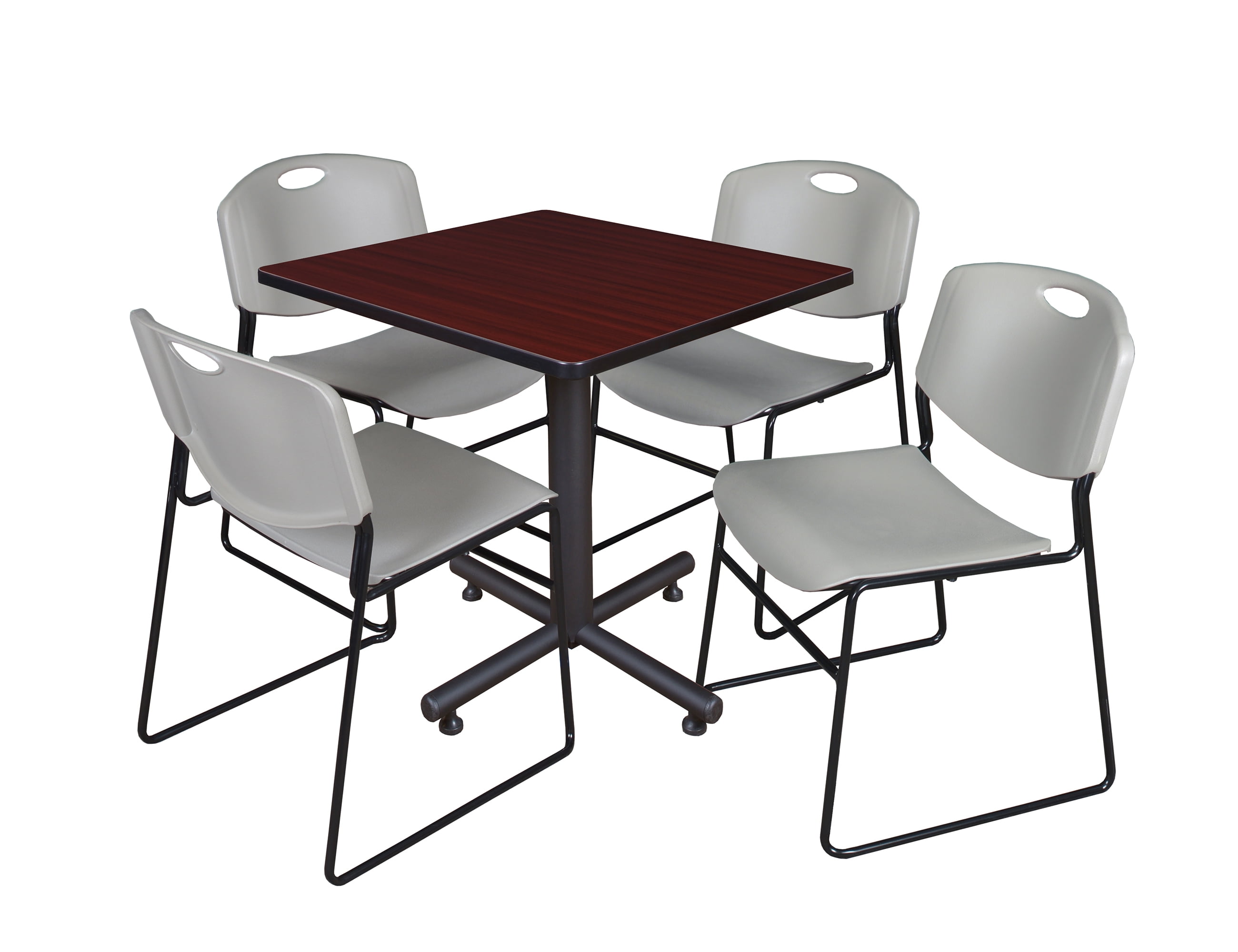 Romig Axis-Pro 30 in. Square X-Base Breakroom Table- Mahogany, 4 Zeng ...