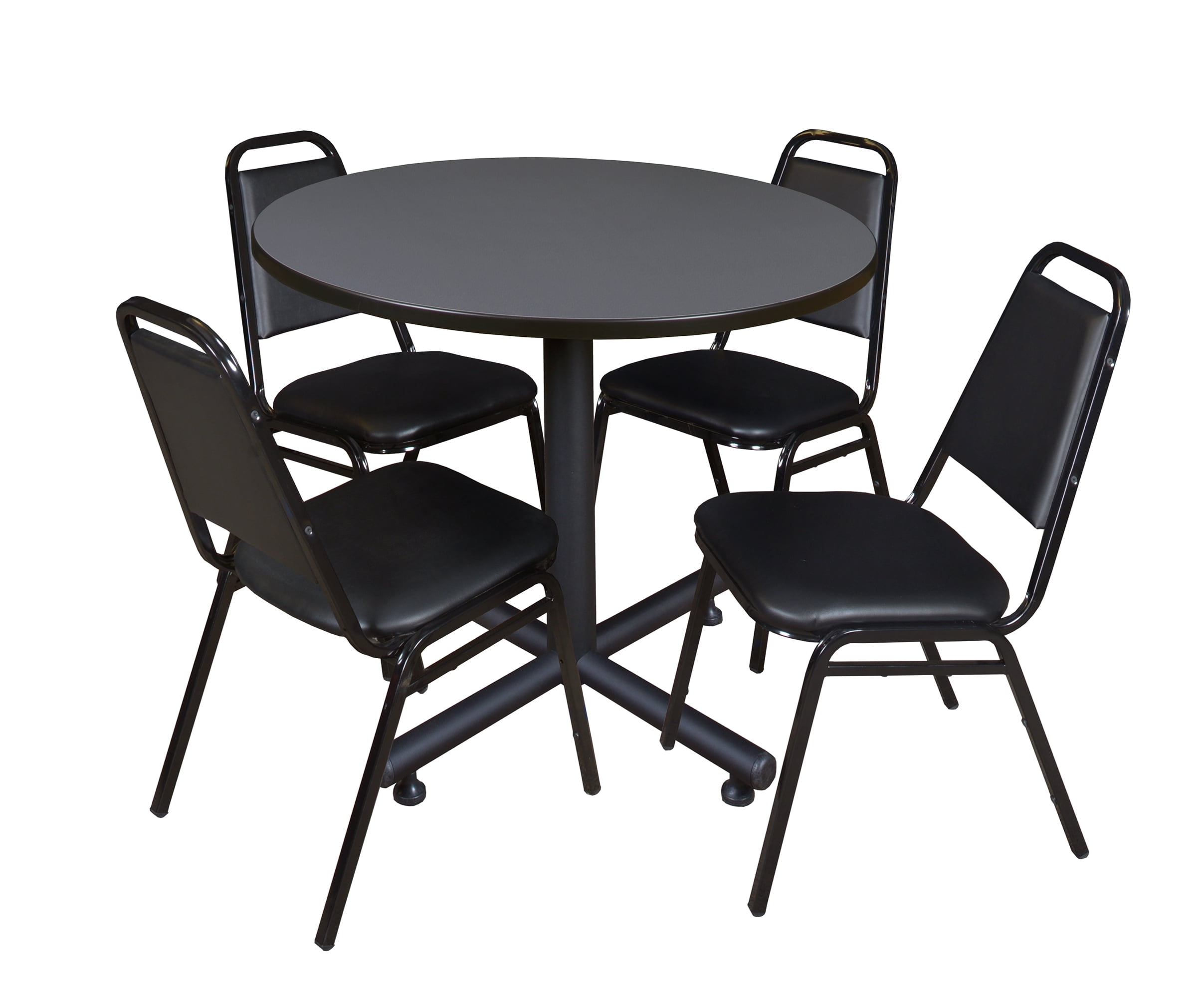 Romig Axis-Pro 36 in. Round X-Base Breakroom Table- Grey, 4 Restaurant ...