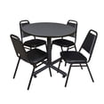Romig Axis-Pro 36 in. Round X-Base Breakroom Table- Grey, 4 Restaurant ...
