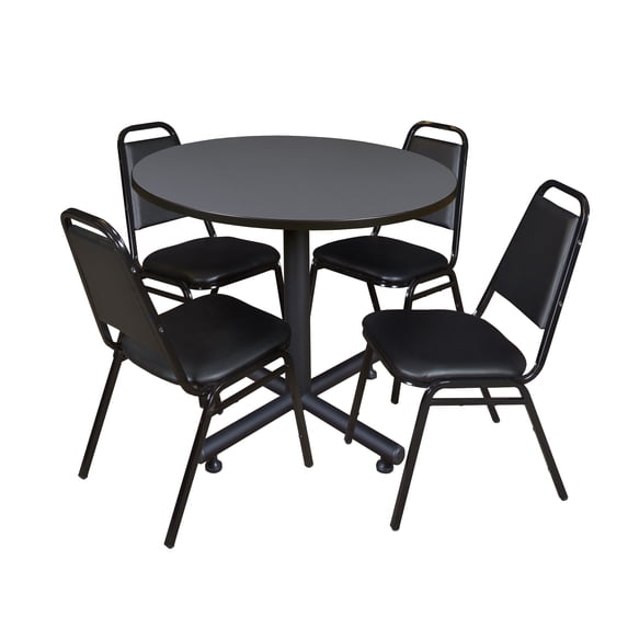 Romig Axis-Pro 36 in. Round X-Base Breakroom Table- Grey, 4 Restaurant ...