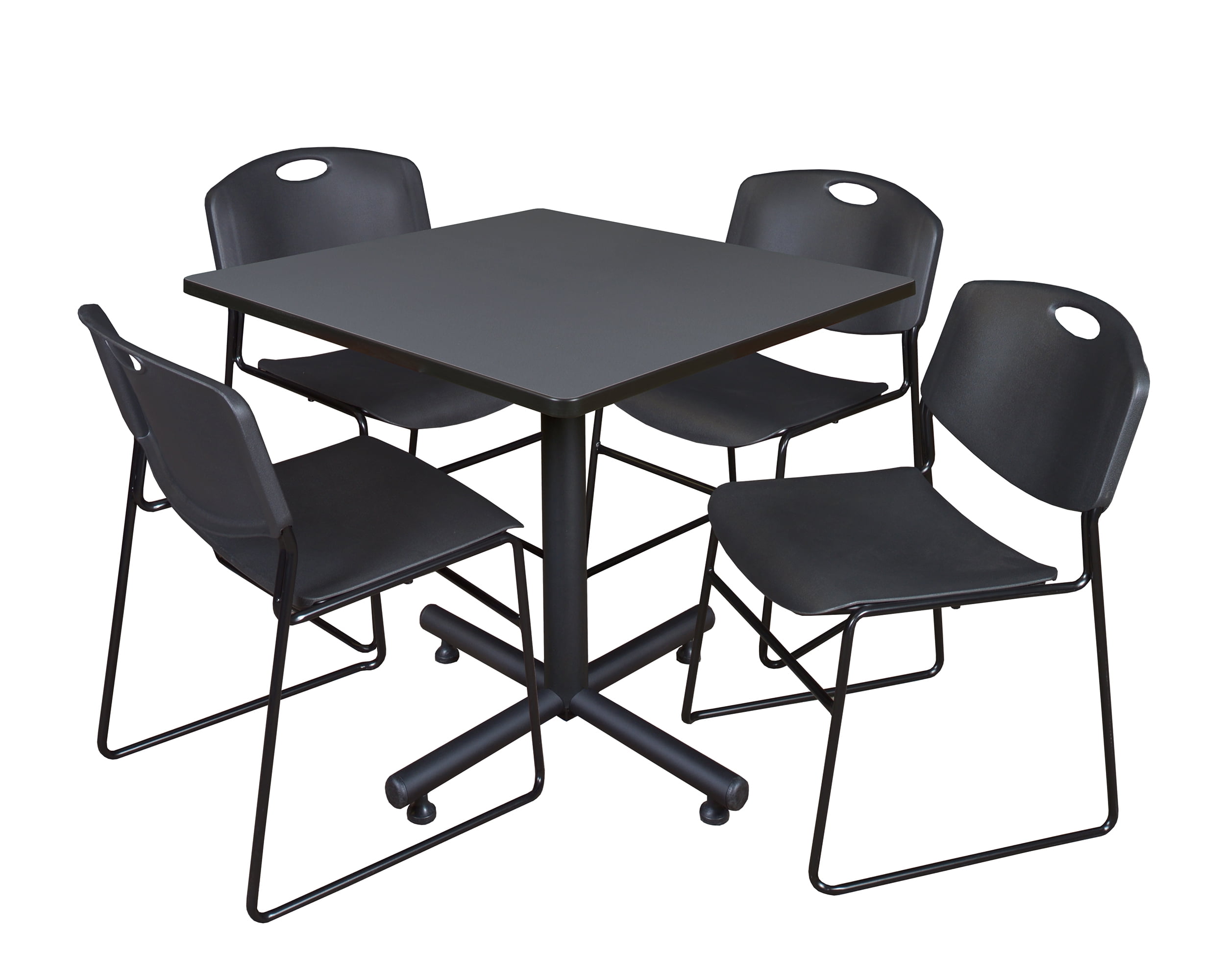 Romig Axis-Pro 36 in. Square X-Base Breakroom Table- Grey, 4 Zeng Stack ...