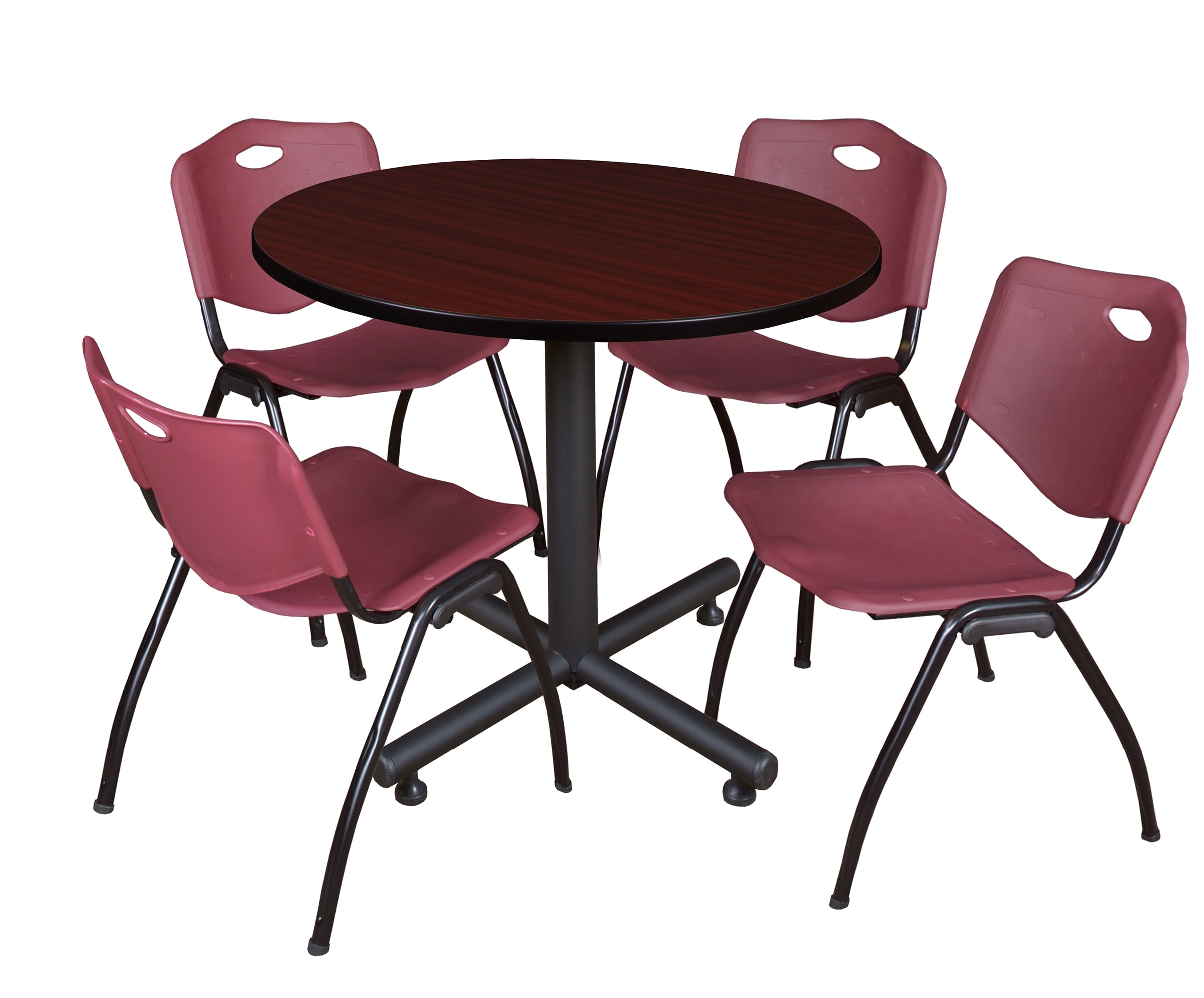 Romig Axis-Pro 42 in. Round X-Base Breakroom Table- Mahogany, 4 M Stack ...