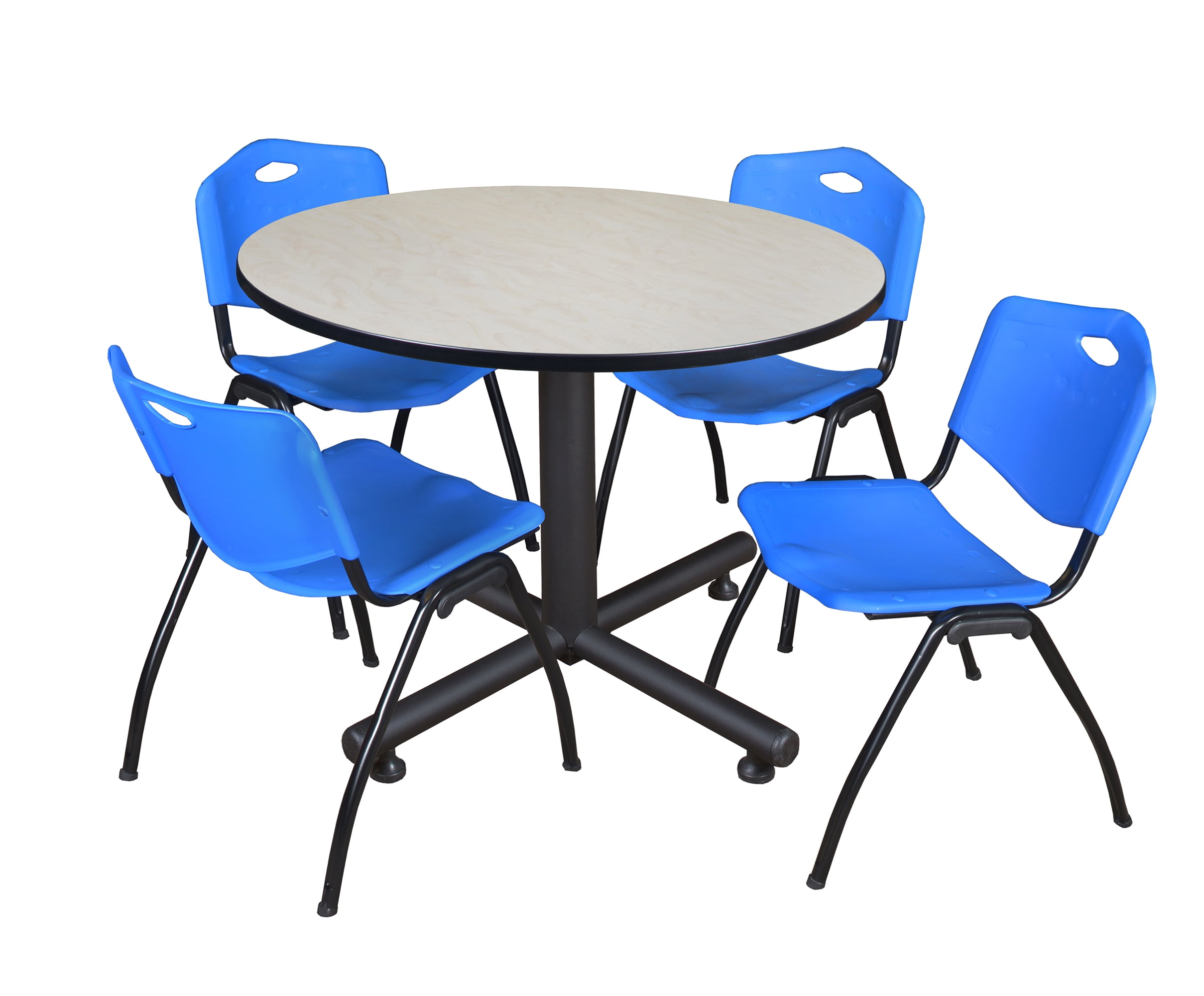 Romig Axis-Pro 48 in. Round Breakroom Table- Maple, 4 M Stack Chairs ...