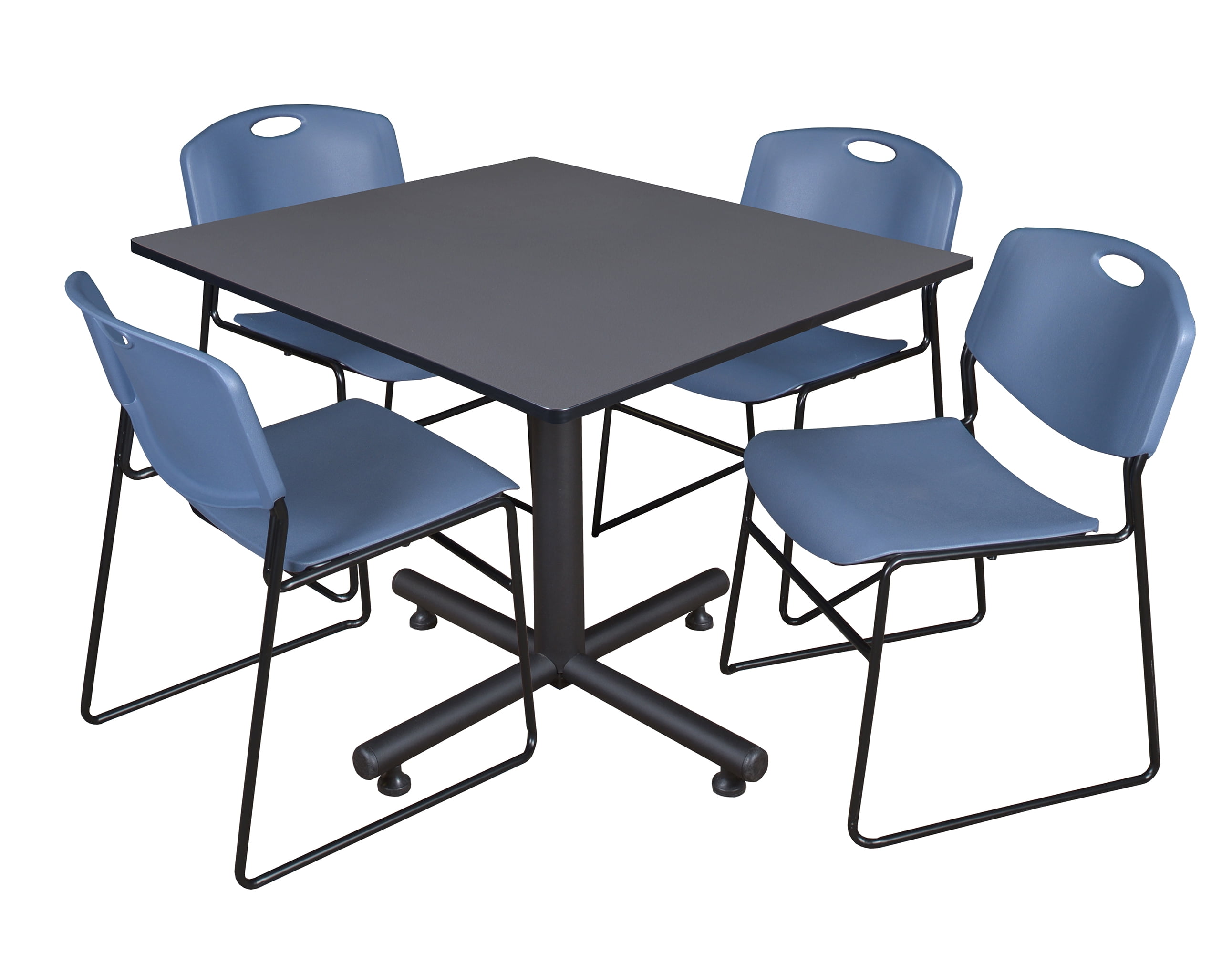 Romig Axis-Pro 48 in. Square X-Base Breakroom Table- Grey, 4 Zeng Stack ...