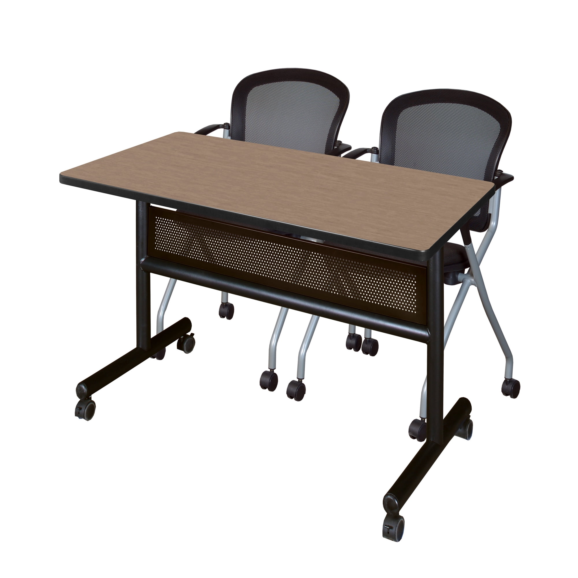 Romig Axis-Pro 48 x 24 in. Flip-Top Privacy Nesting Table- Noble Oak, 2 ...