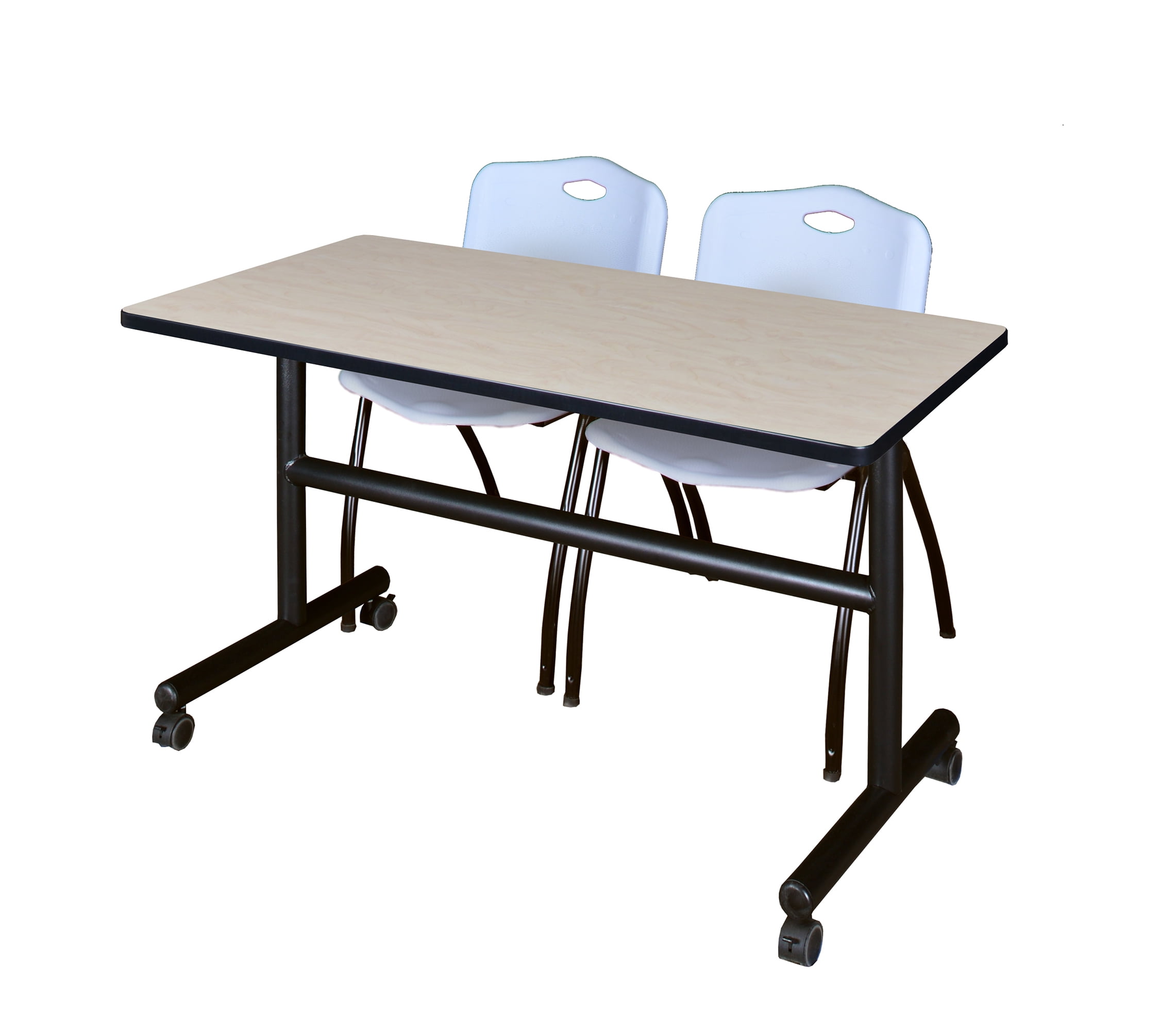 Romig Axis-Pro 48 x 24 in. Flip-Top Training Nesting Table- Maple, 2 M ...