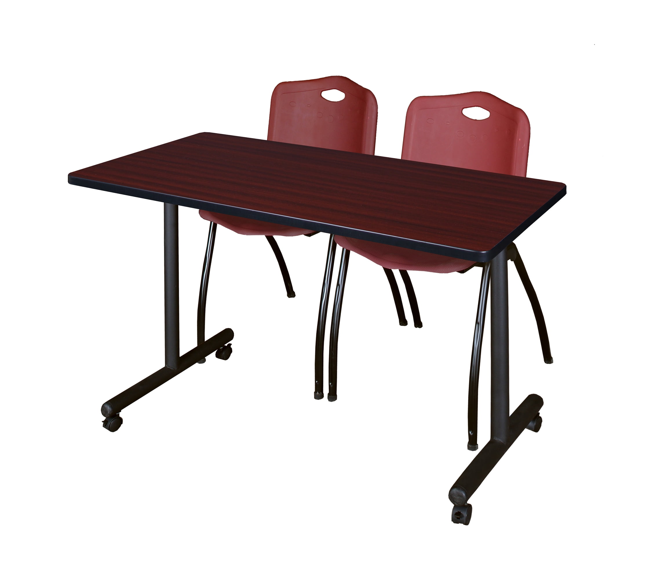 Romig Axis-Pro 48 x 24 in. Mobile T-Base Training Table- Mahogany, 2 M ...