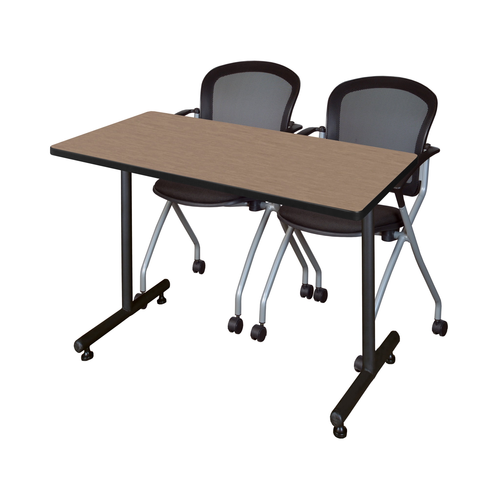 Romig Axis-Pro 48 x 24 in. T-Base Training Seminar Table- Noble Oak, 2 ...