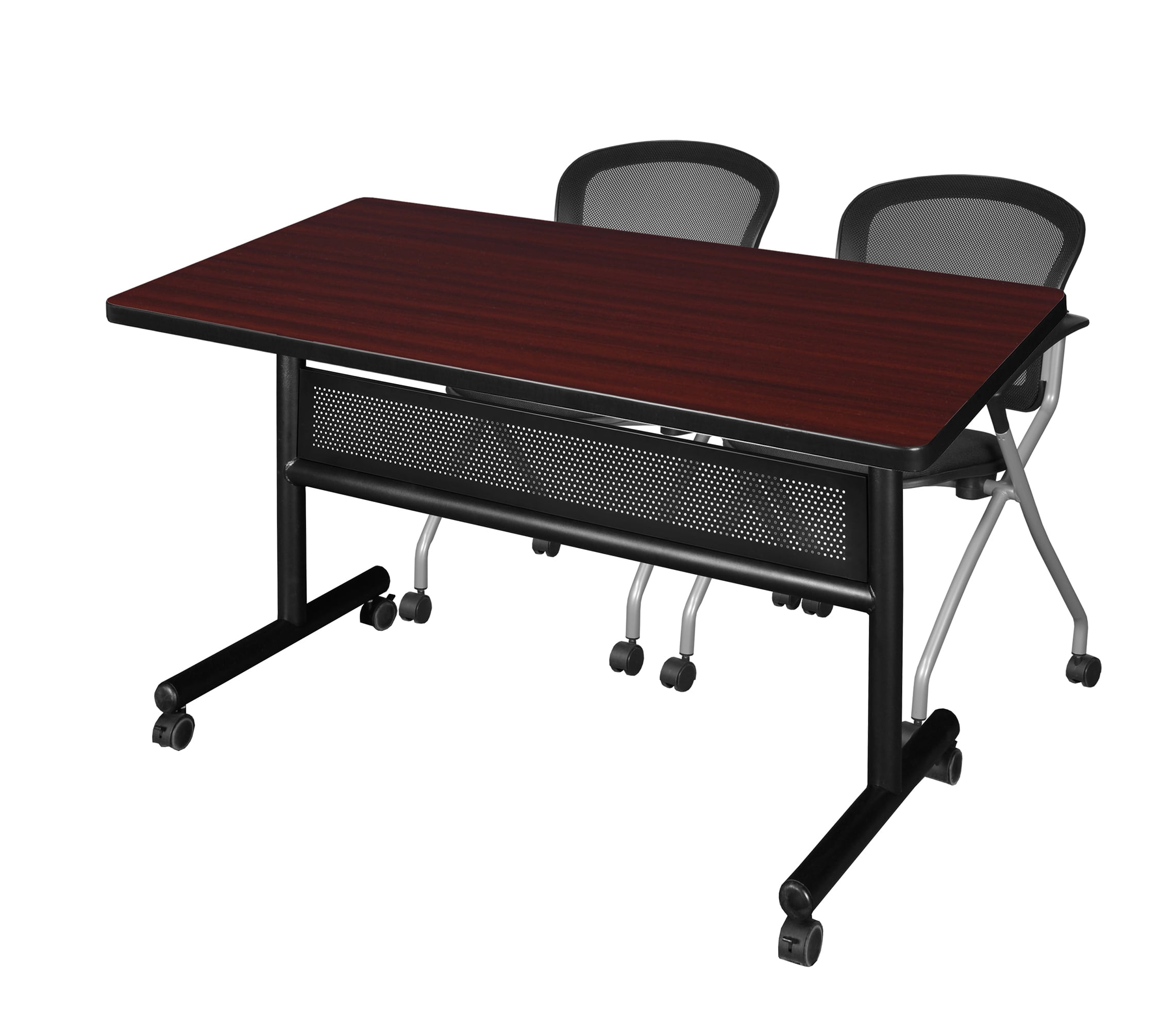 Romig Axis-Pro 48 x 30 in. Flip-Top Privacy Nesting Table- Mahogany, 2 ...