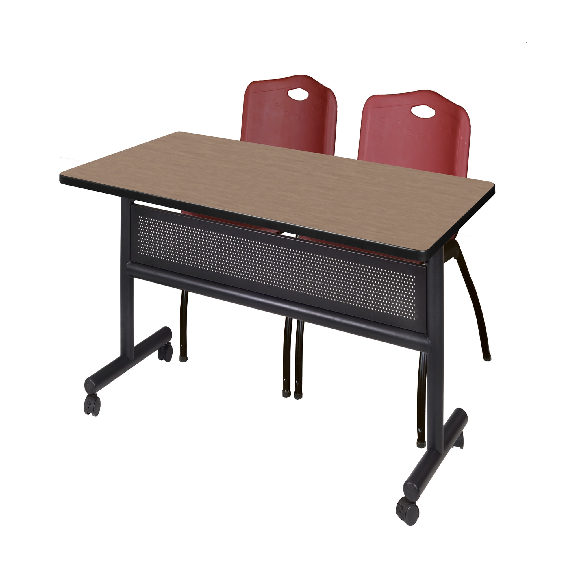 Romig Axis-Pro 48 x 30 in. Flip-Top Privacy Nesting Table- Noble Oak, 2 ...