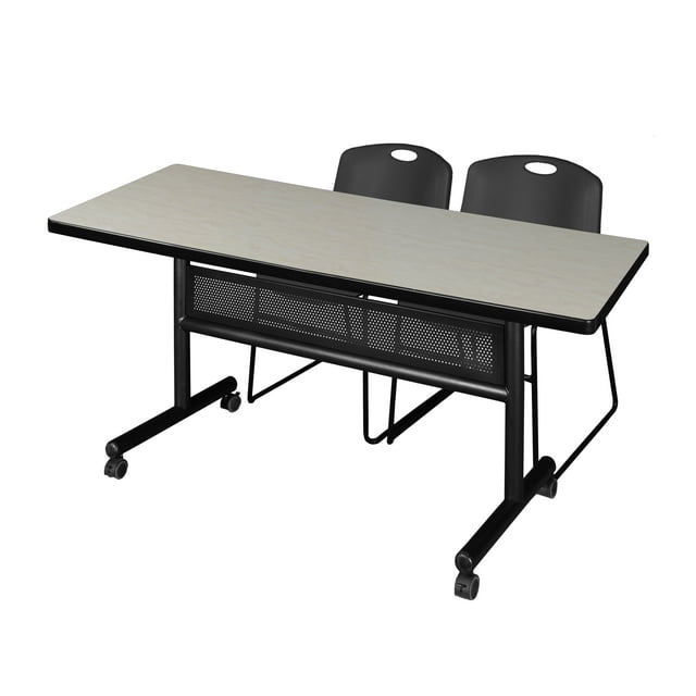 Romig Axis-Pro 60 x 30 in. Flip-Top Privacy Nesting Table- Maple, 2 ...