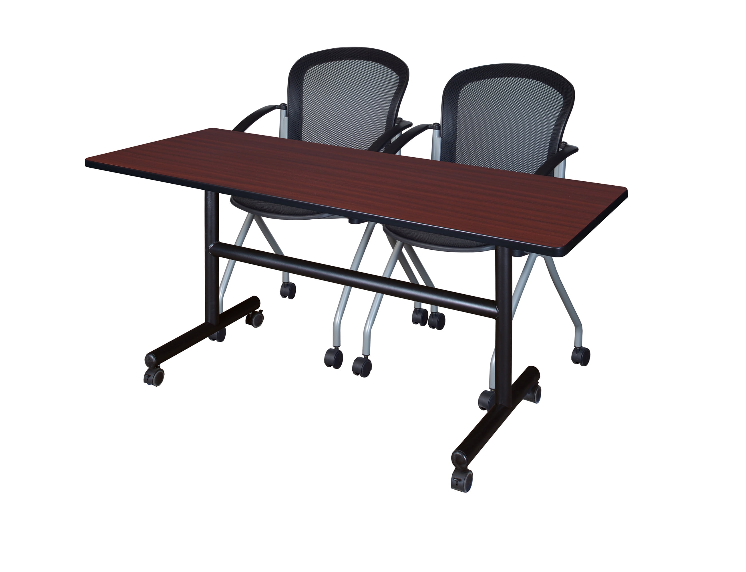 Romig Axis-Pro 60 x 30 in. Flip-Top Training Nesting Table- Mahogany, 2 ...