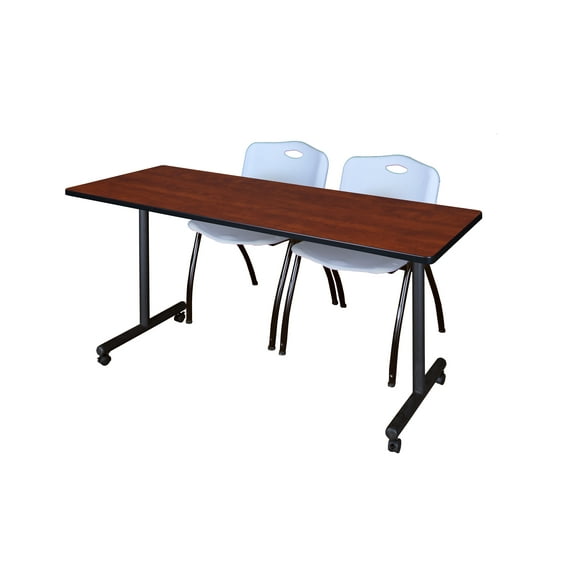 Romig Axis-Pro 66 x 24 in. Mobile T-Base Training Table- Cherry, 2 M ...