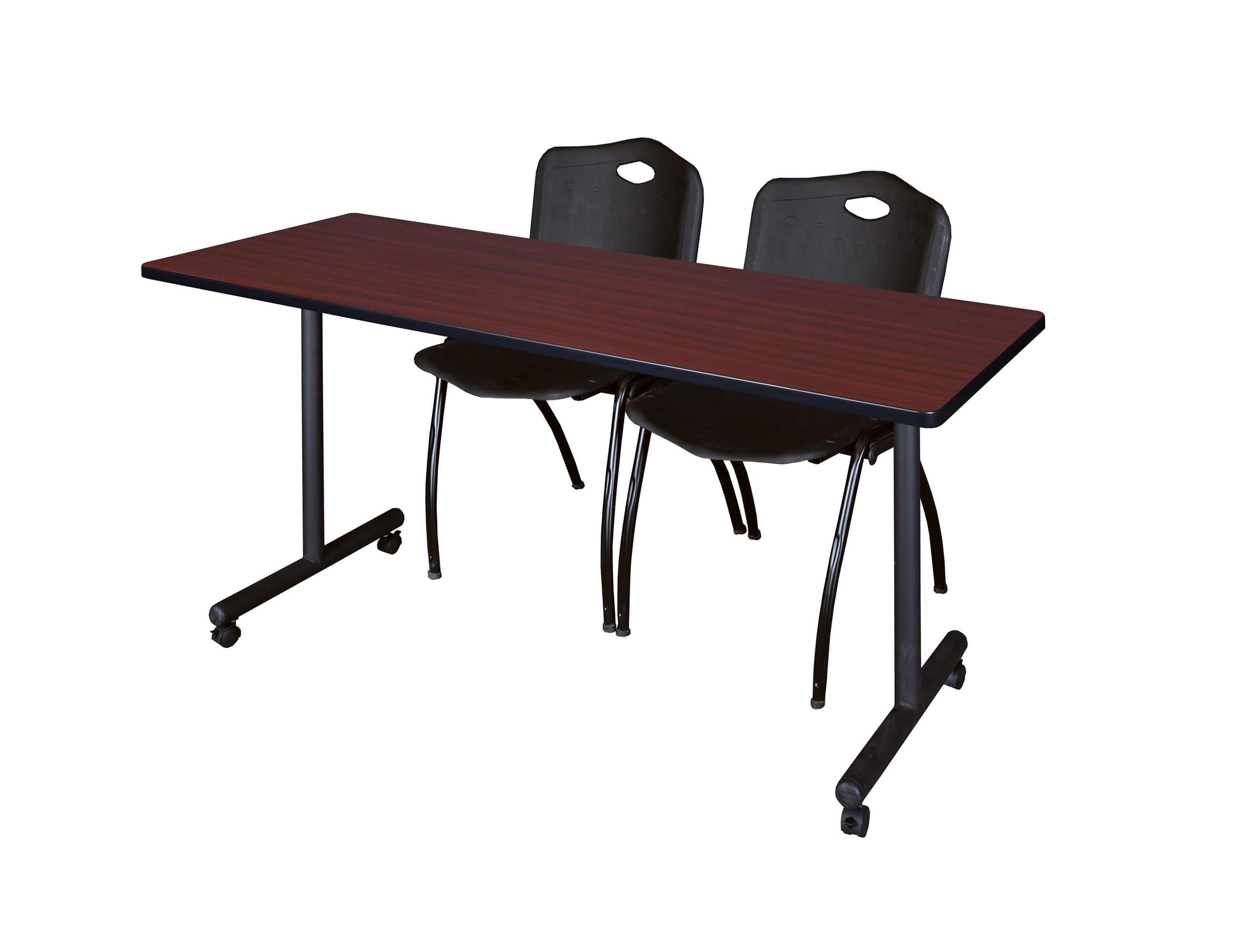 Romig Axis-Pro 66 x 24 in. Mobile T-Base Training Table- Mahogany, 2 M ...