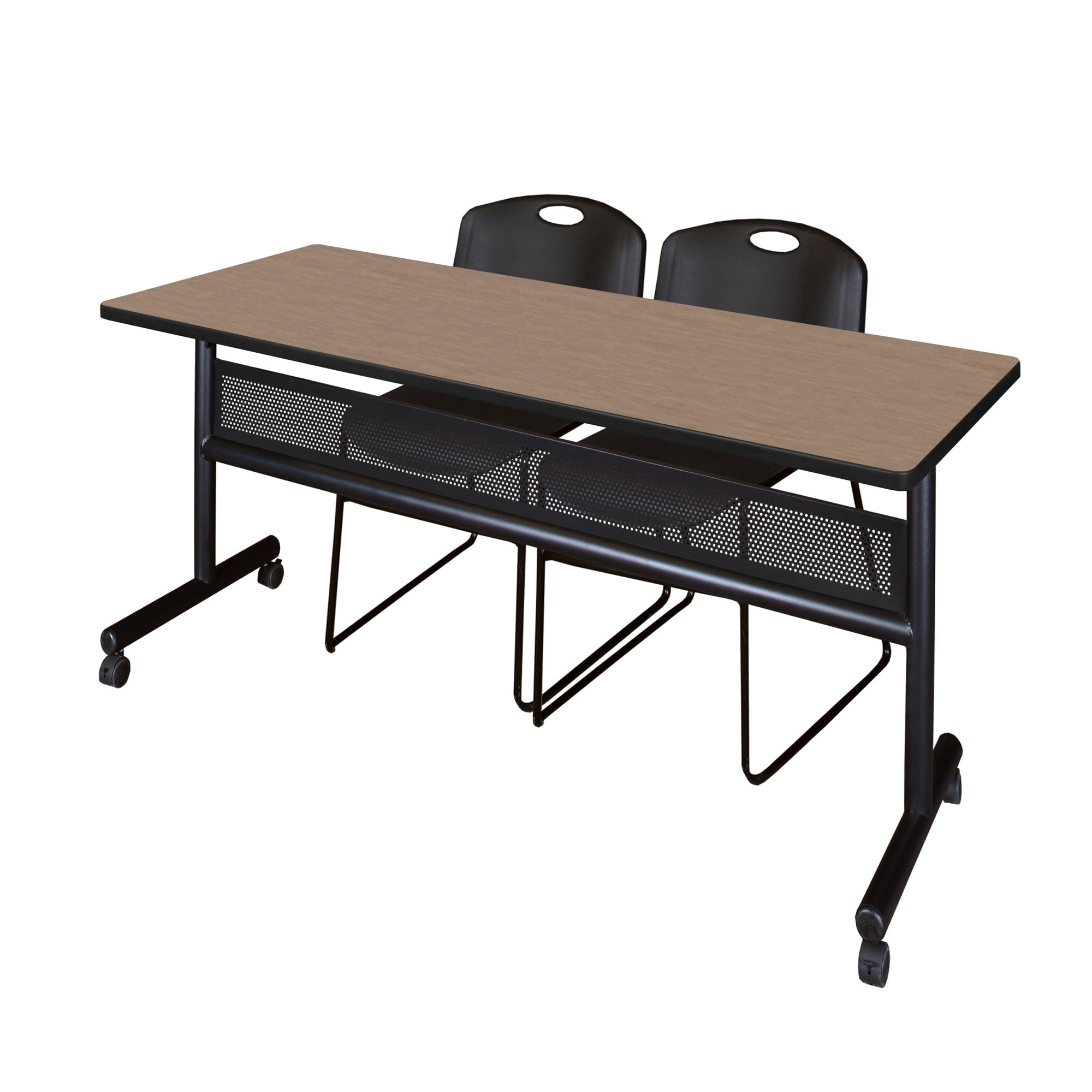 Romig Axis-Pro 72 x 24 in. Flip-Top Privacy Nesting Table- Noble Oak, 2 ...