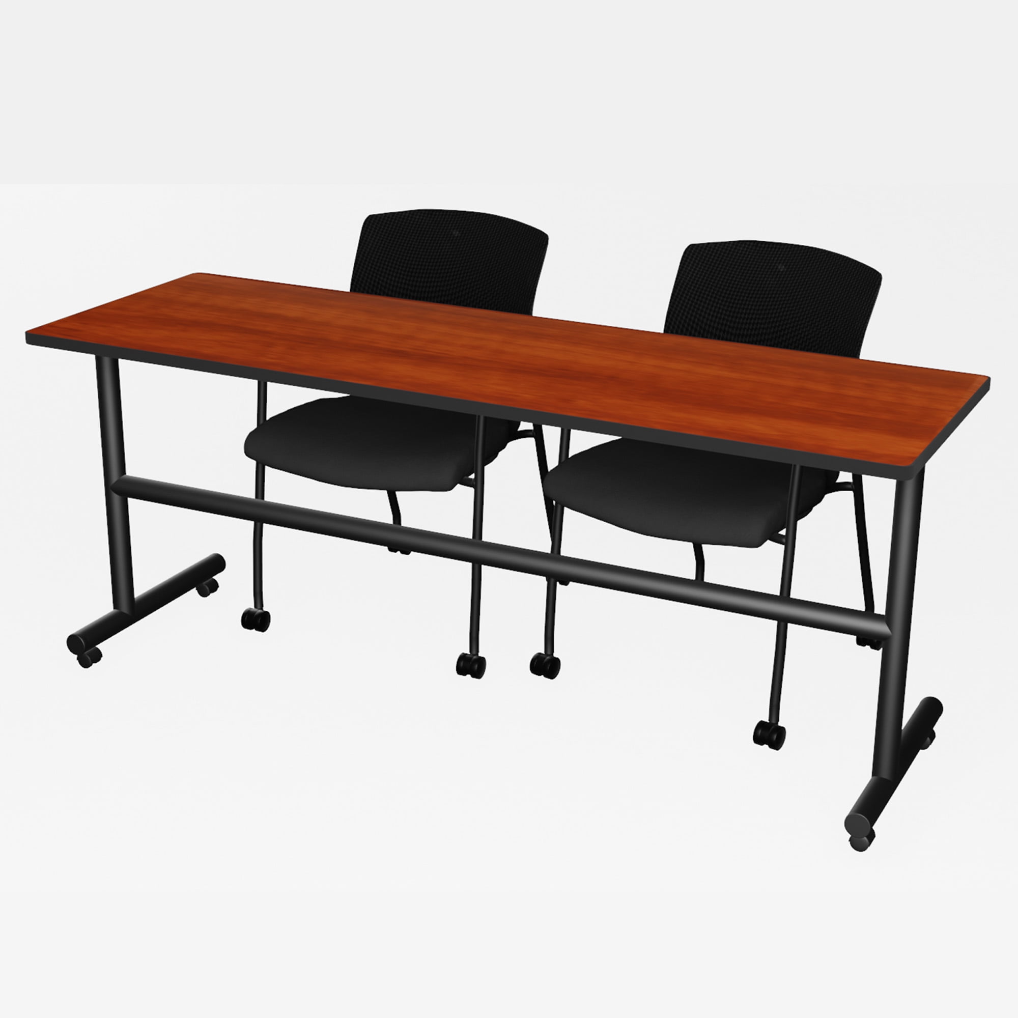 Romig Axis-Pro 72 x 24 in. Flip-Top Training Nesting Table- Cherry & 2 ...