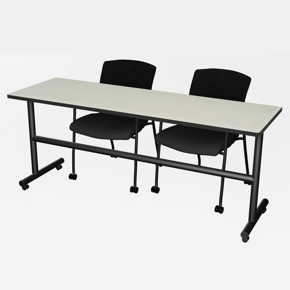 Romig Axis-Pro 72 x 24 in. Flip-Top Training Nesting Table- Maple & 2 ...