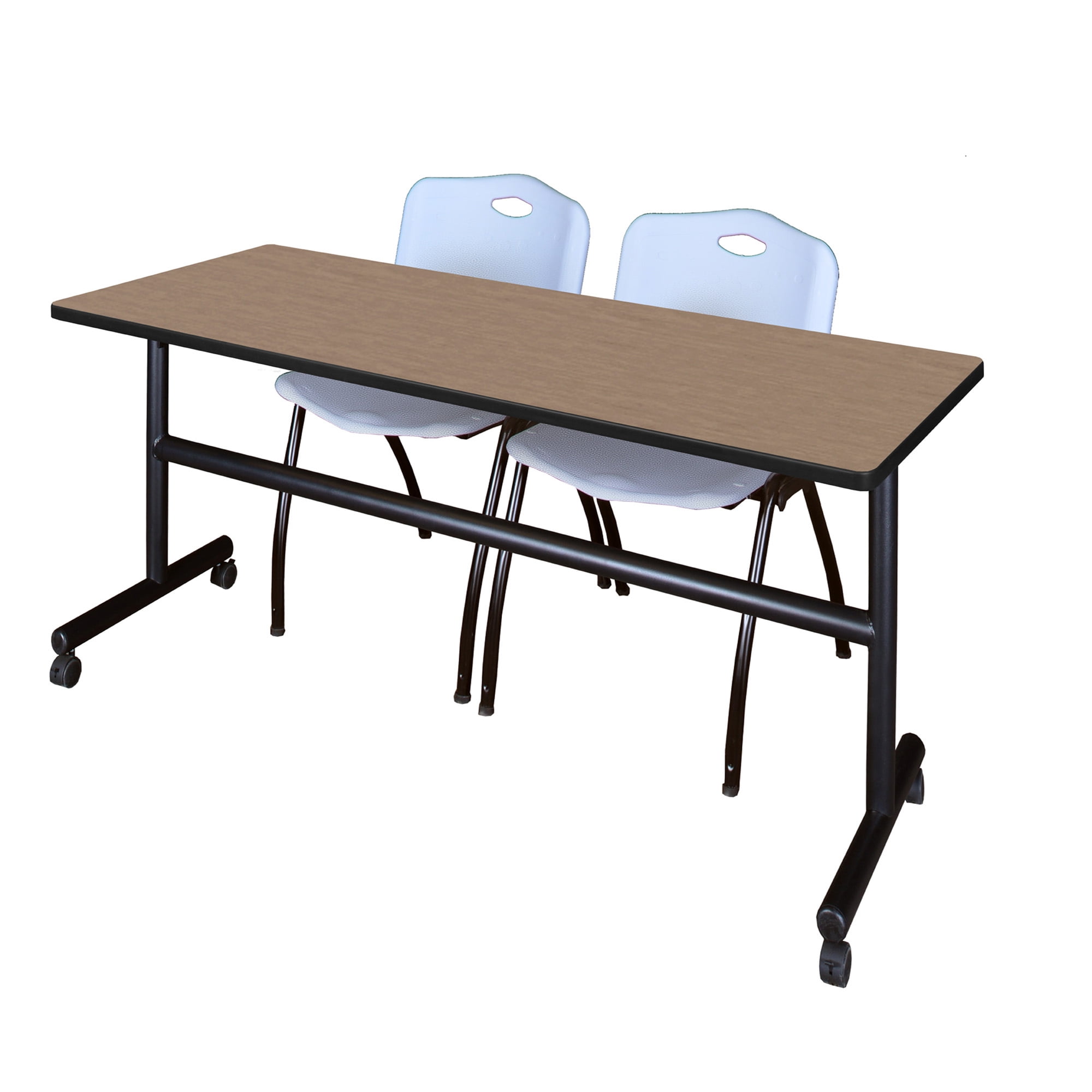 Romig Axis-Pro 72 x 24 in. Flip-Top Training Nesting Table- Noble Oak ...