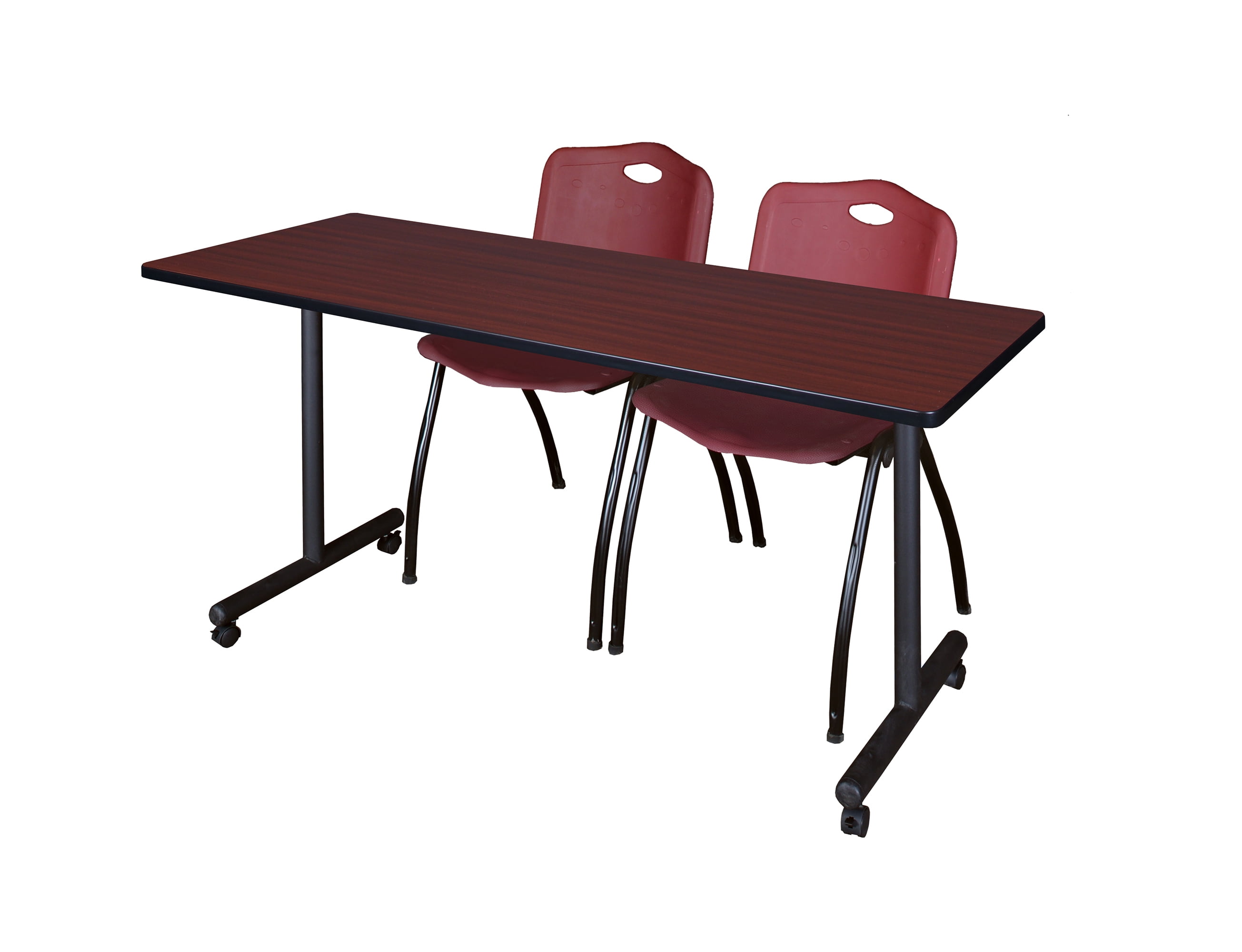 Romig Axis-Pro 72 x 24 in. Mobile T-Base Training Table- Mahogany, 2 M ...