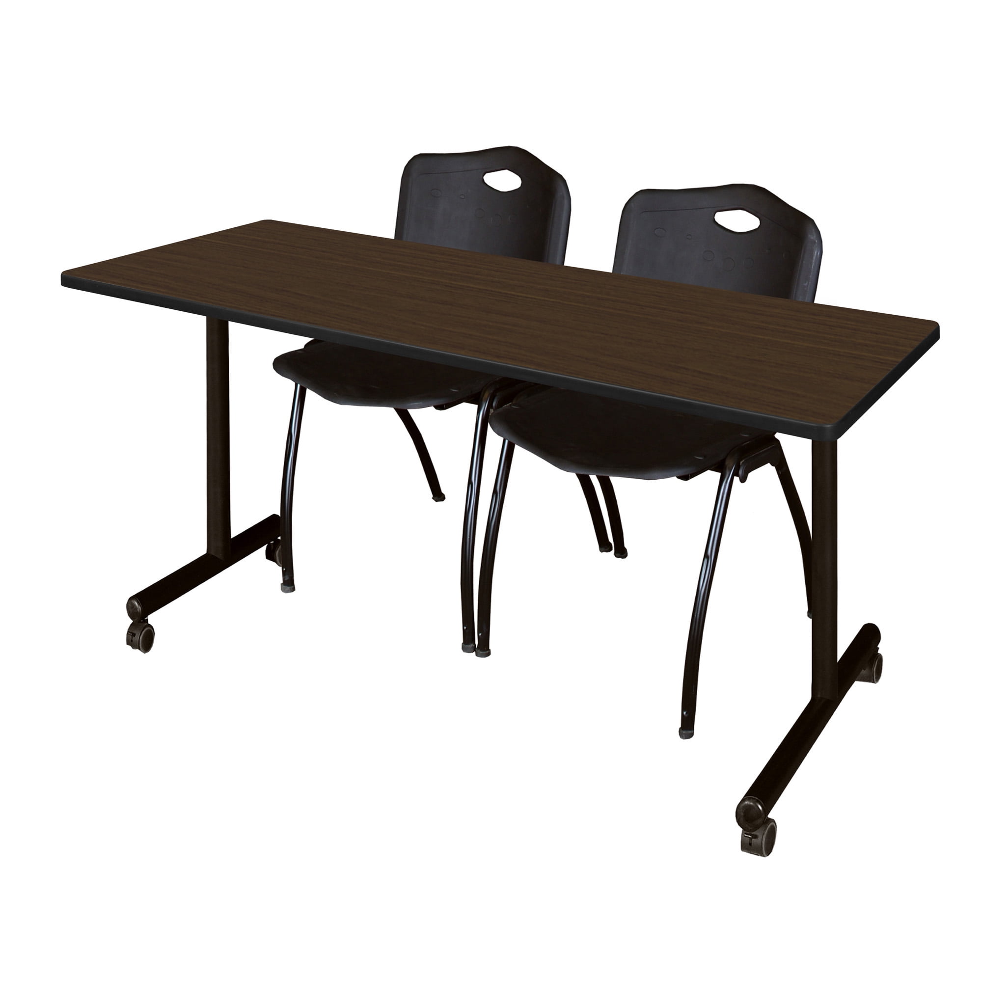 Romig Axis-Pro 72 x 24 in. Mobile T-Base Training Table- Neo Walnut, 2 ...
