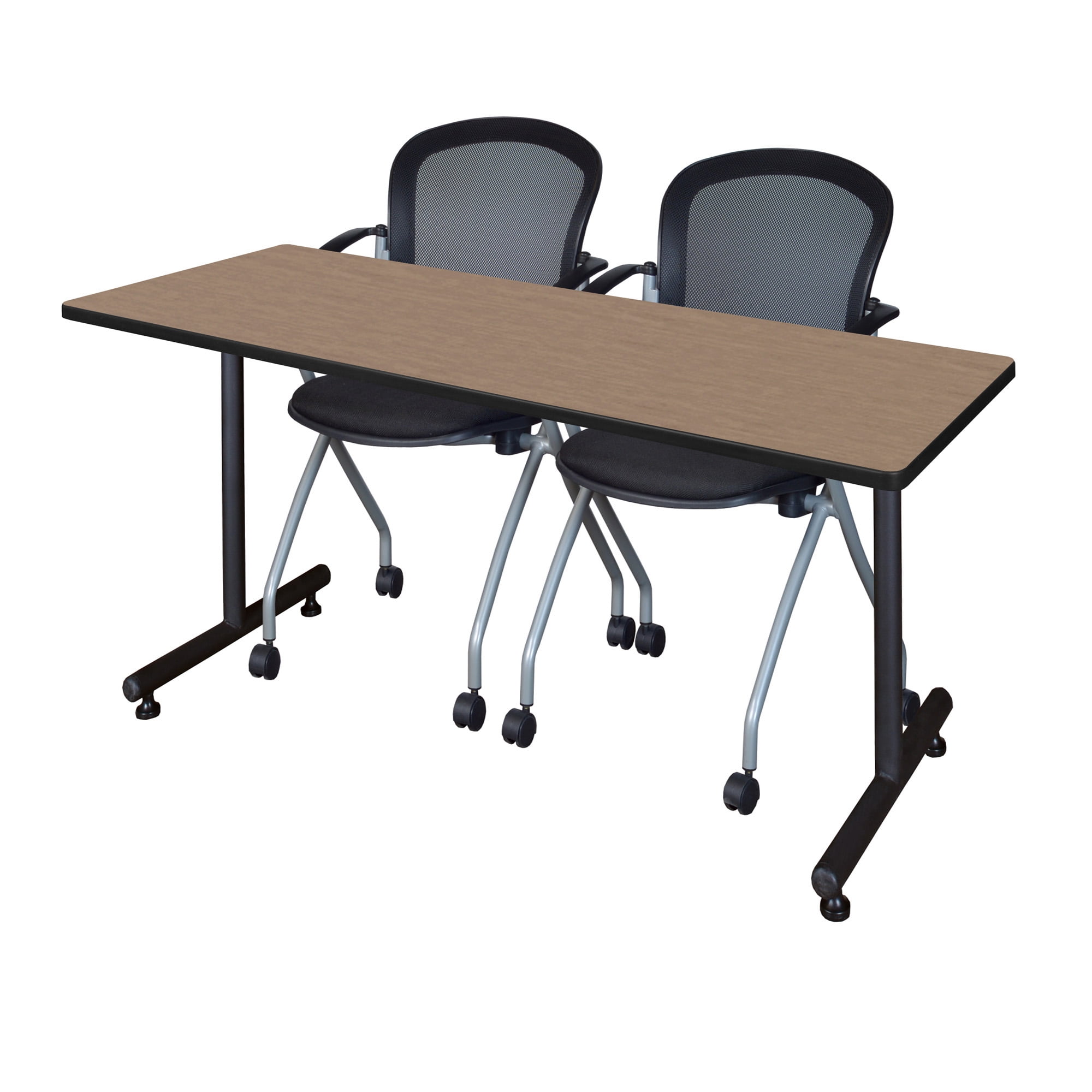 Romig Axis-Pro 72 x 24 in. T-Base Training Seminar Table- Noble Oak, 2 ...