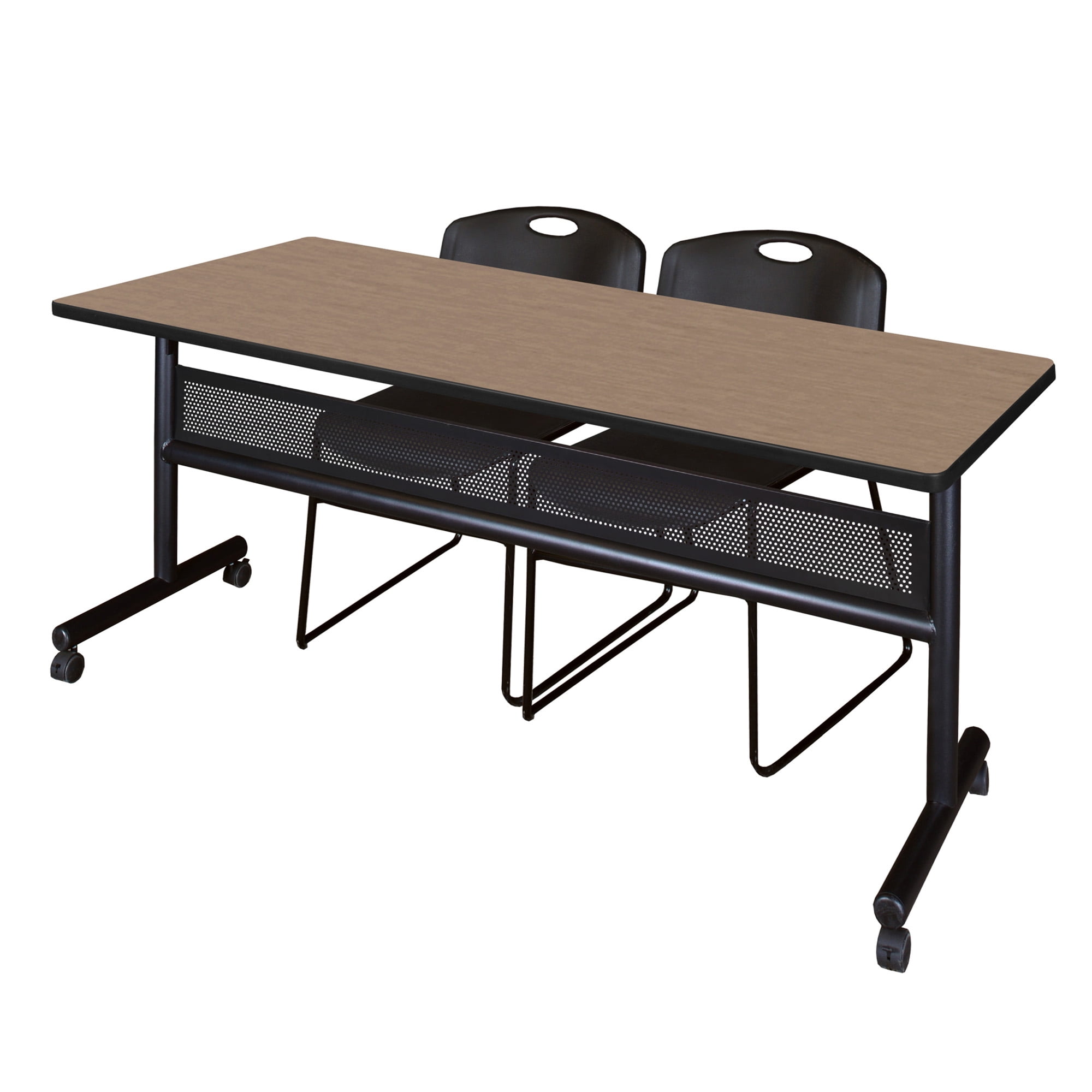 Romig Axis-Pro 72 x 30 in. Flip-Top Privacy Nesting Table- Noble Oak, 2 ...