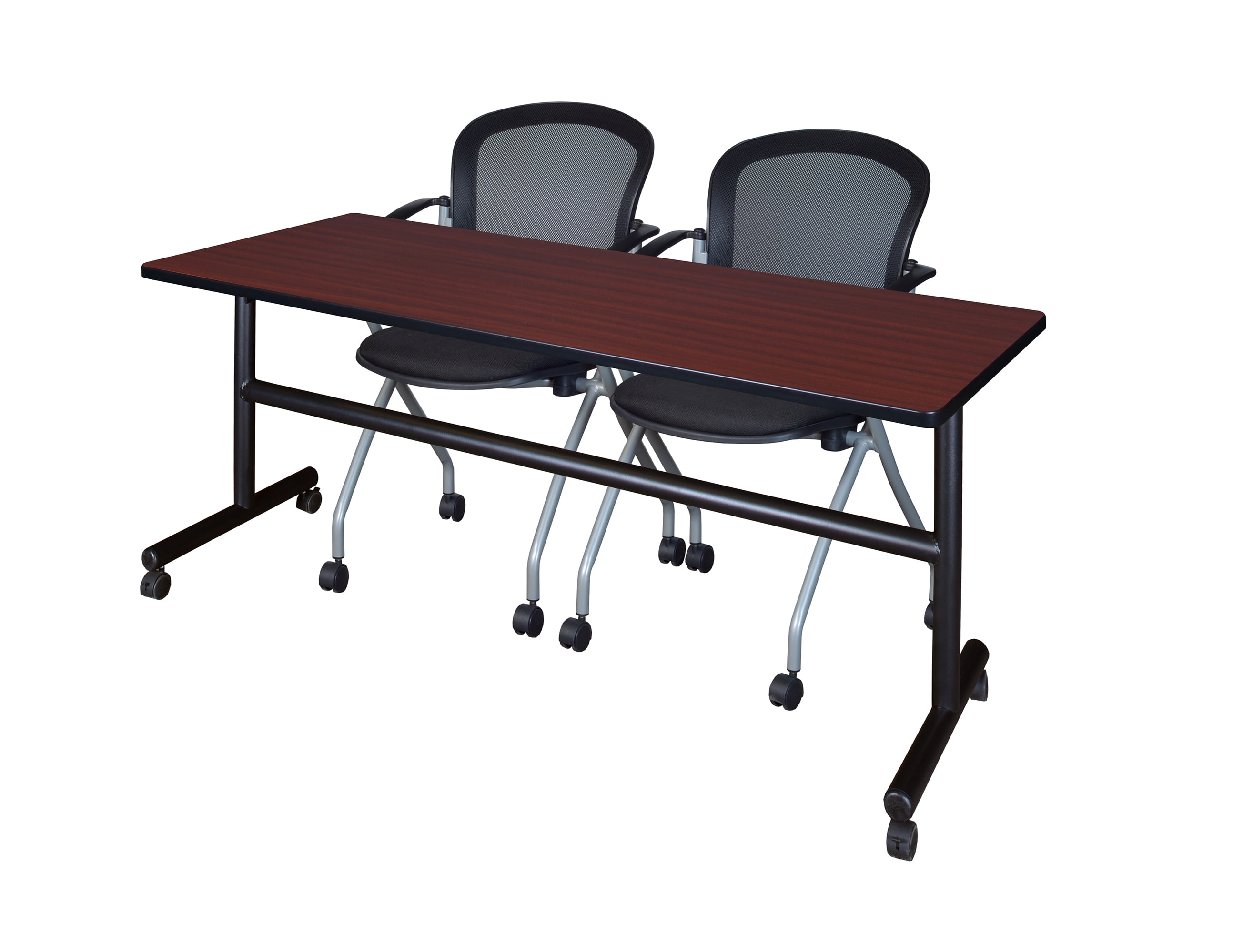 Romig Axis-Pro 72 x 30 in. Flip-Top Training Nesting Table- Mahogany, 2 ...