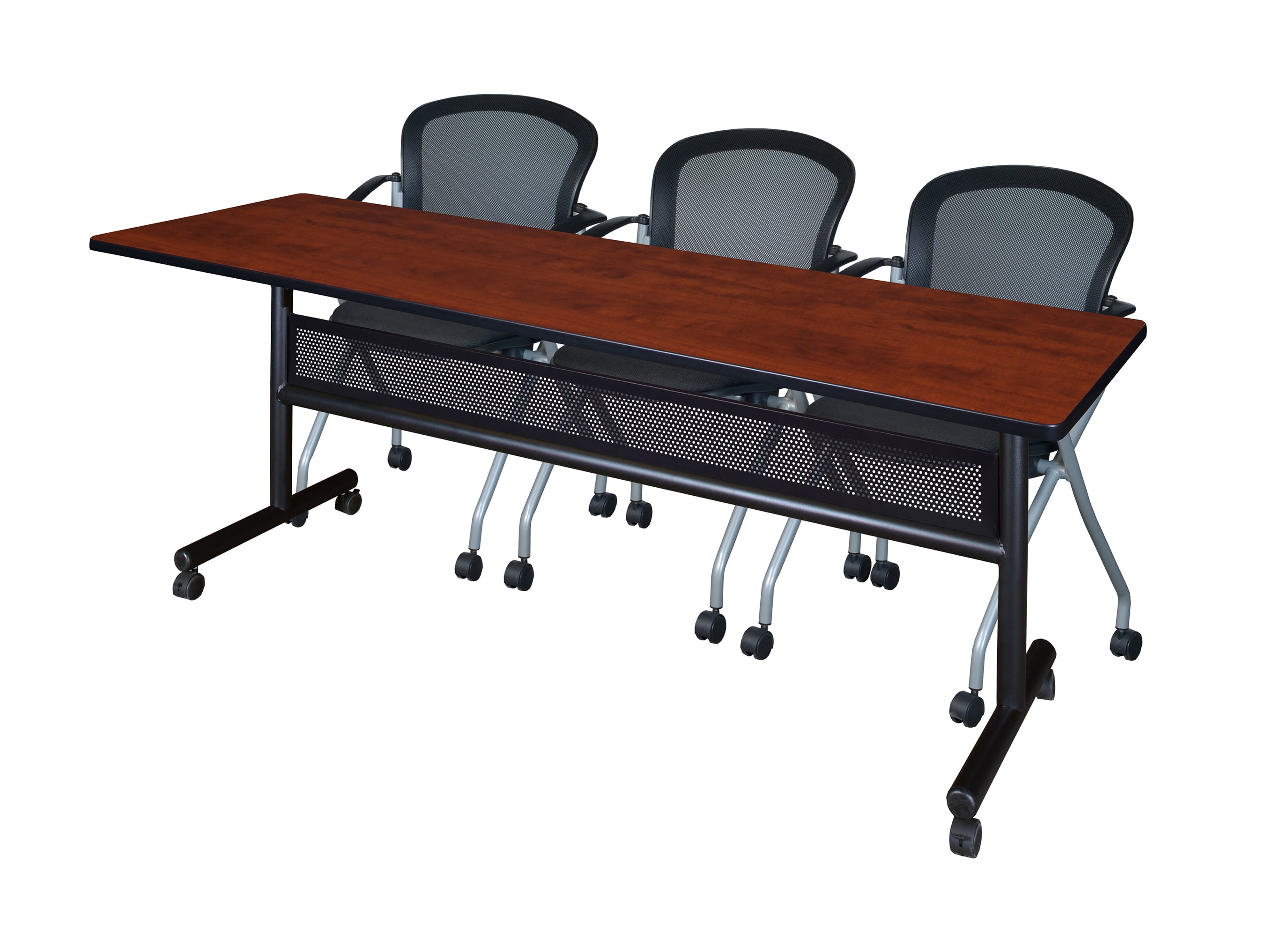 Romig Axis-Pro 84 x 24 in. Flip-Top Privacy Nesting Table- Cherry, 2 ...