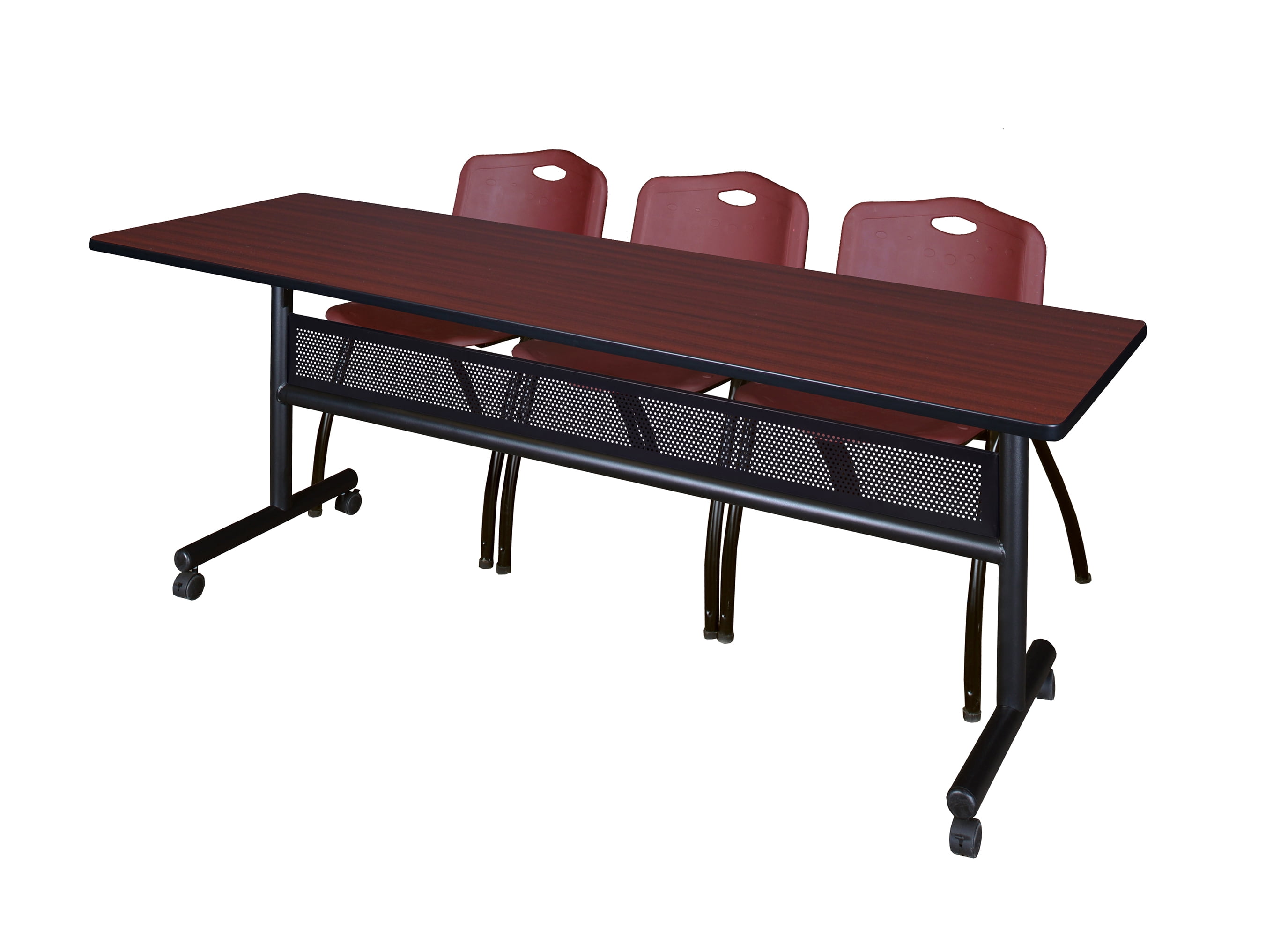 Romig Axis-Pro 84 x 24 in. Flip-Top Privacy Nesting Table- Mahogany, 2 ...