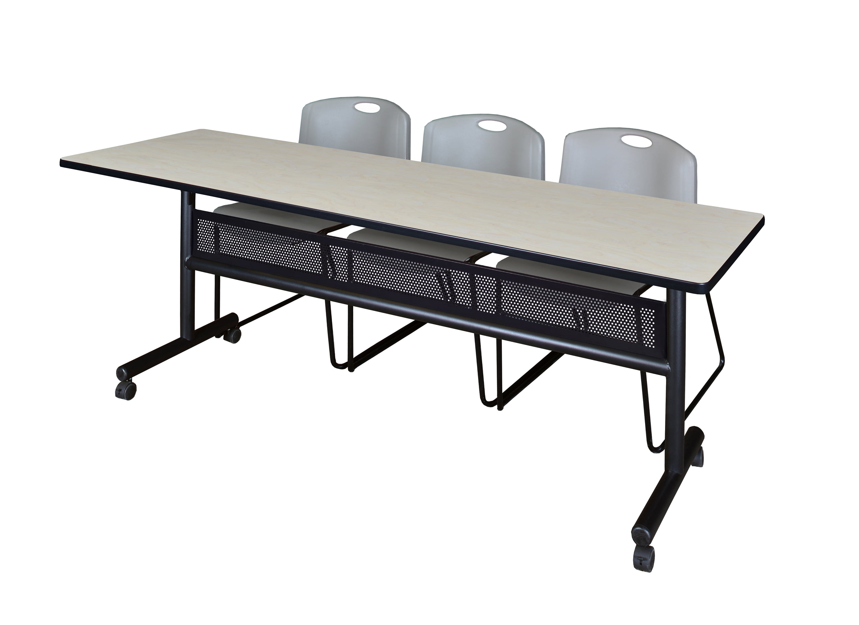 Romig Axis-Pro 84 x 24 in. Flip-Top Privacy Nesting Table- Maple, 2 ...