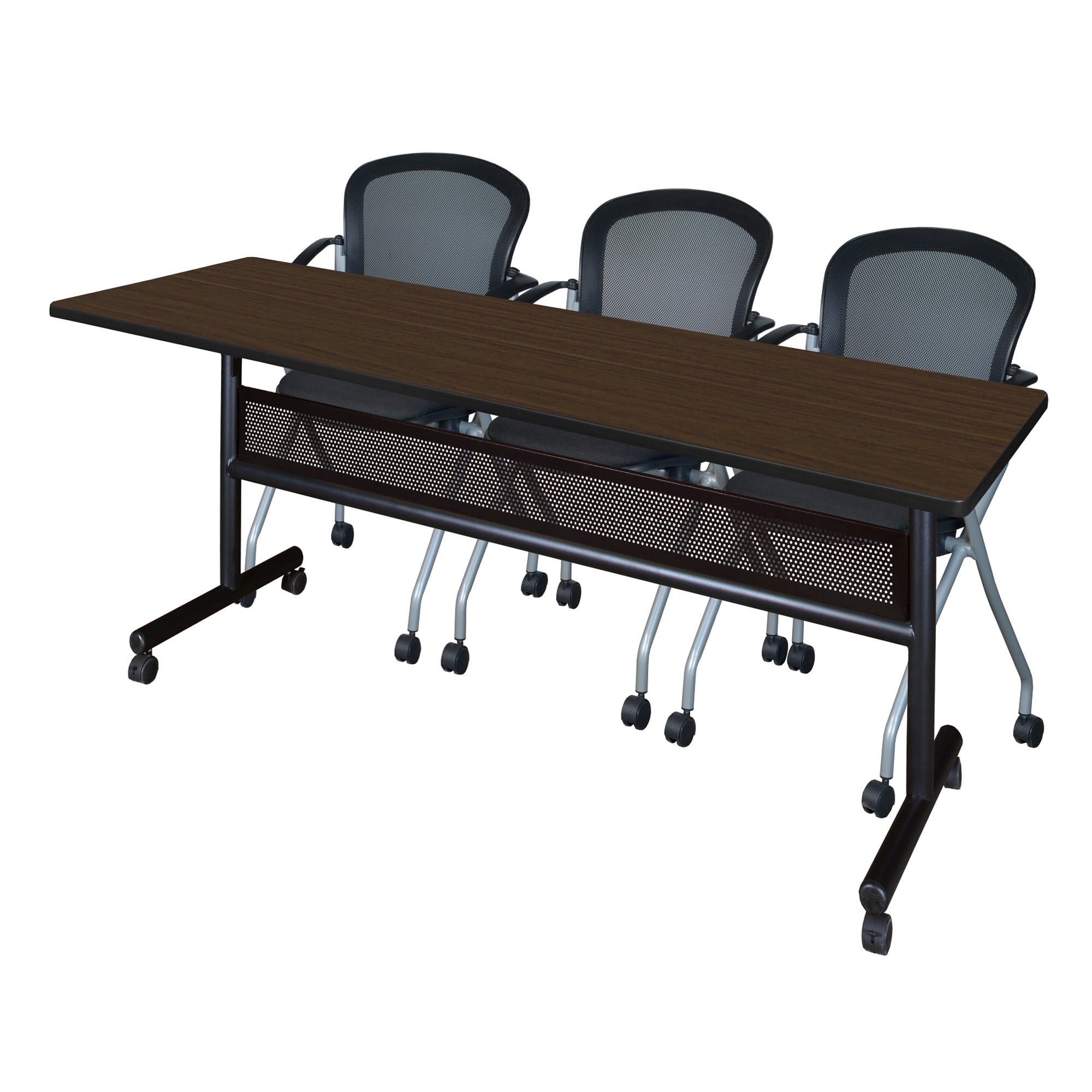Romig Axis-Pro 84 x 24 in. Flip-Top Privacy Nesting Table- Neo Walnut ...