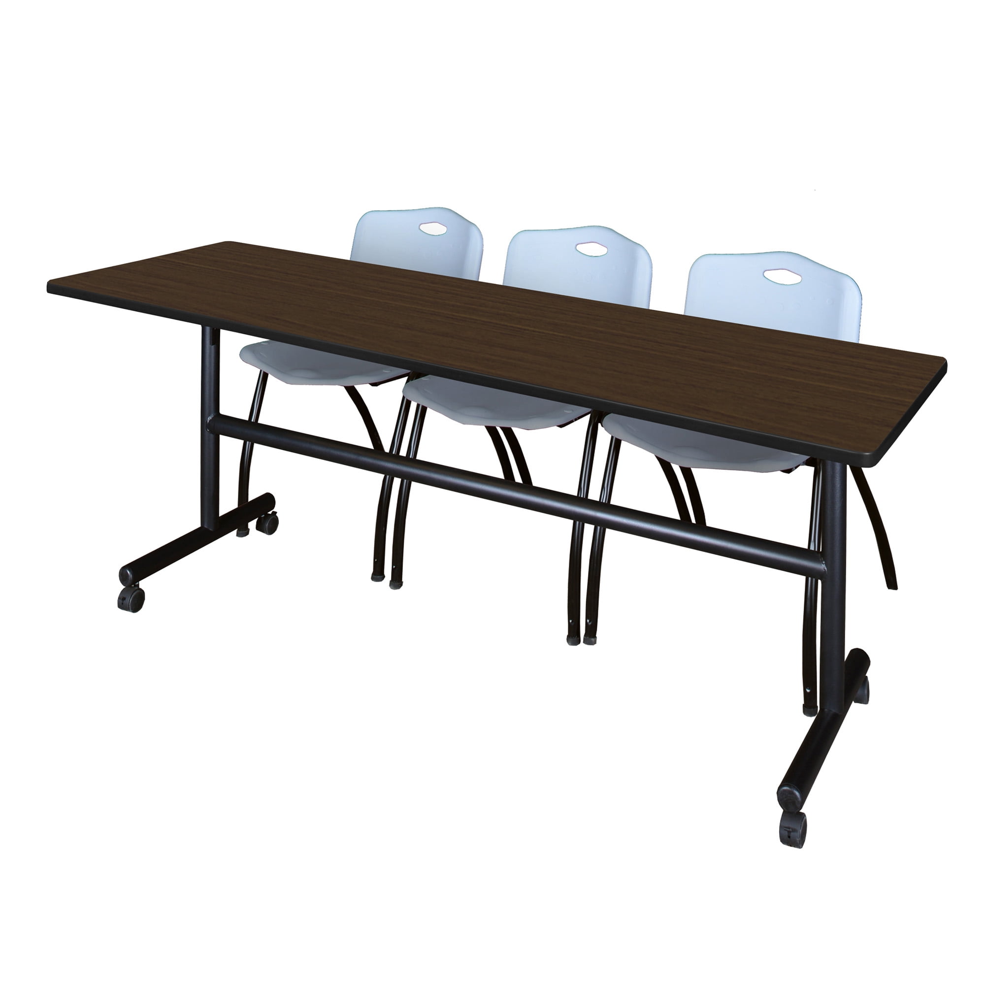 Romig Axis-Pro 84 x 24 in. Flip-Top Training Nesting Table- Neo Walnut ...