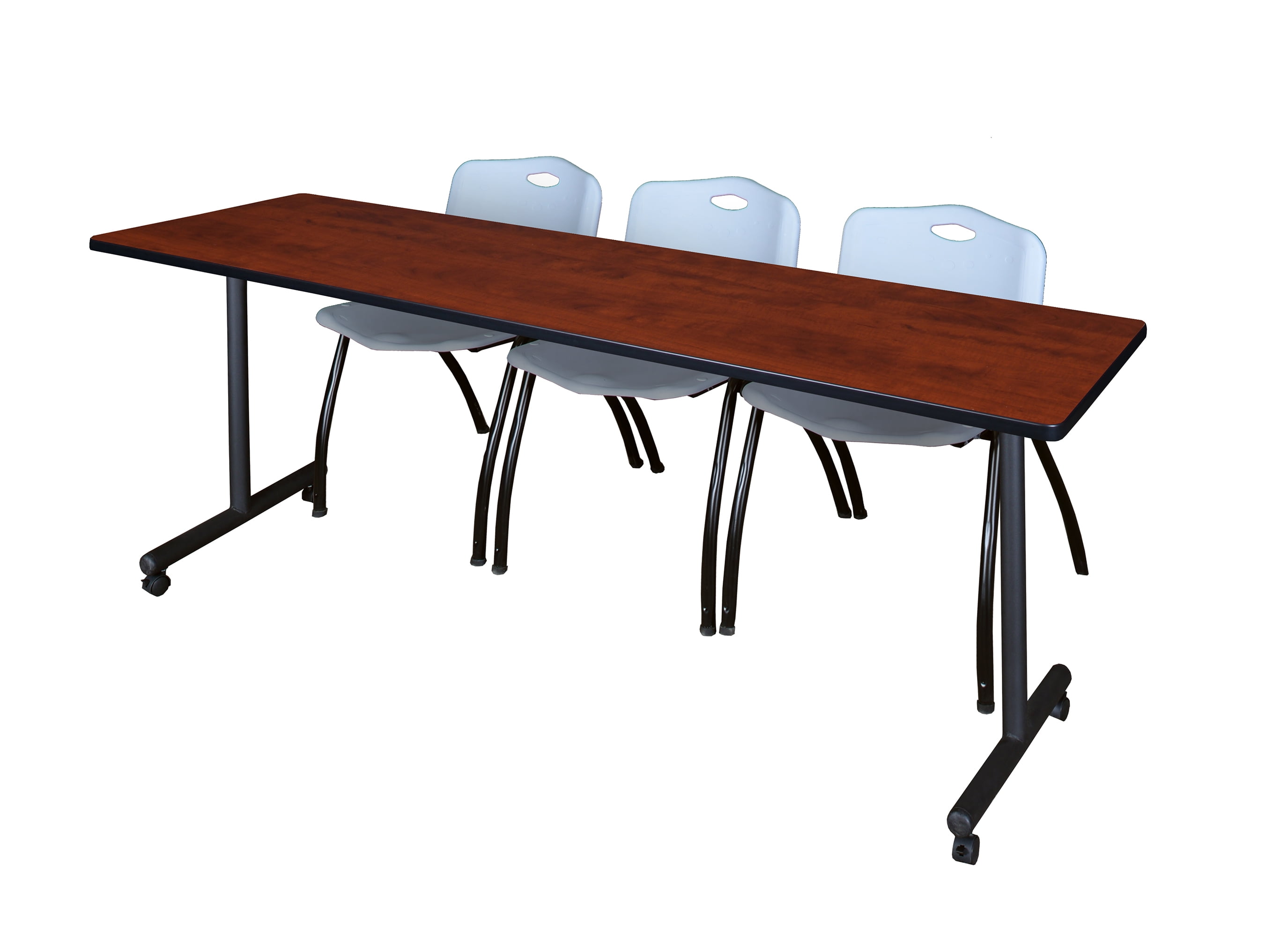 Romig Axis-Pro 84 x 24 in. Mobile T-Base Training Table- Cherry, 2 M ...