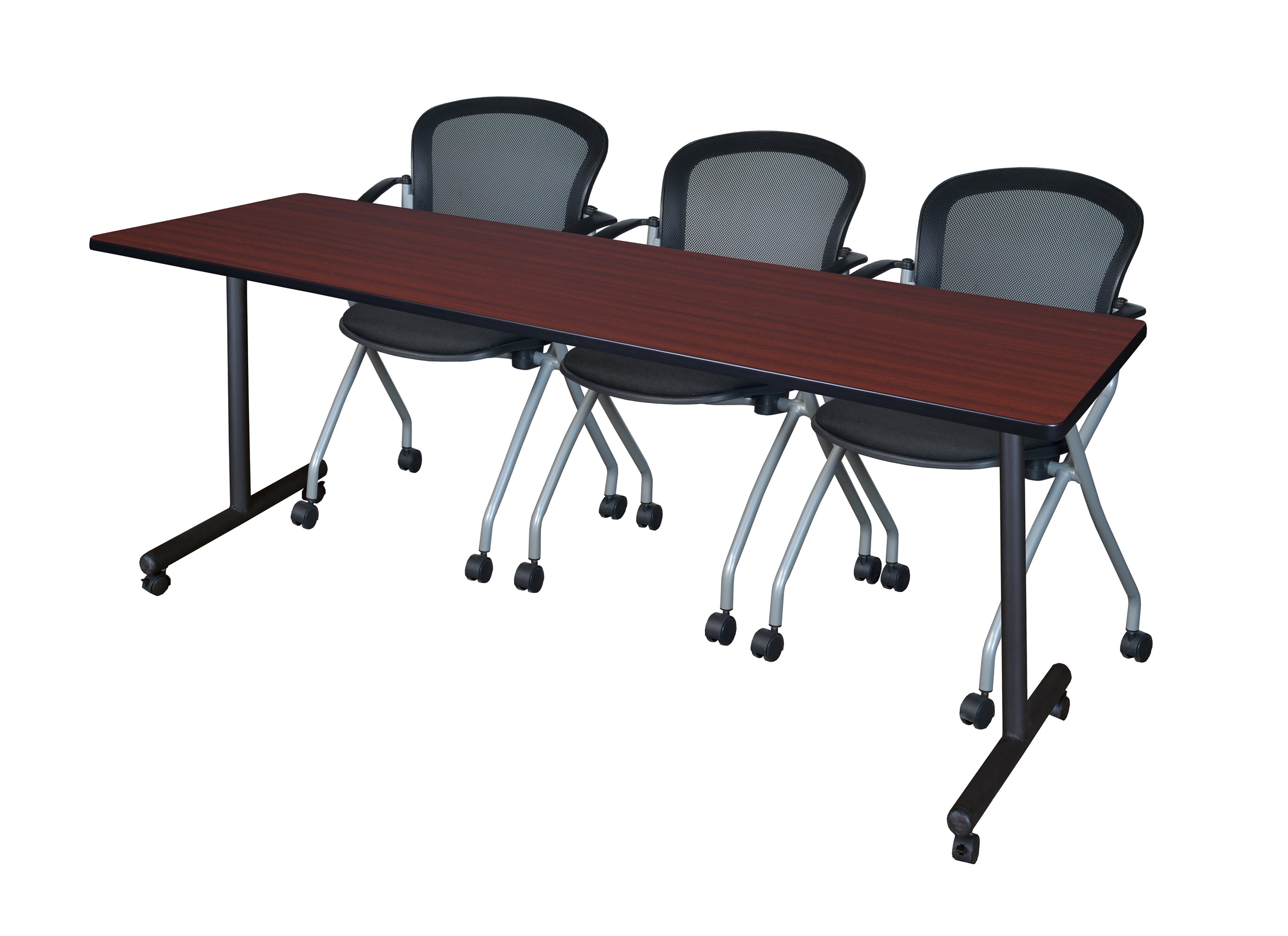 Romig Axis-Pro 84 x 24 in. Mobile T-Base Training Table- Mahogany, 2 ...