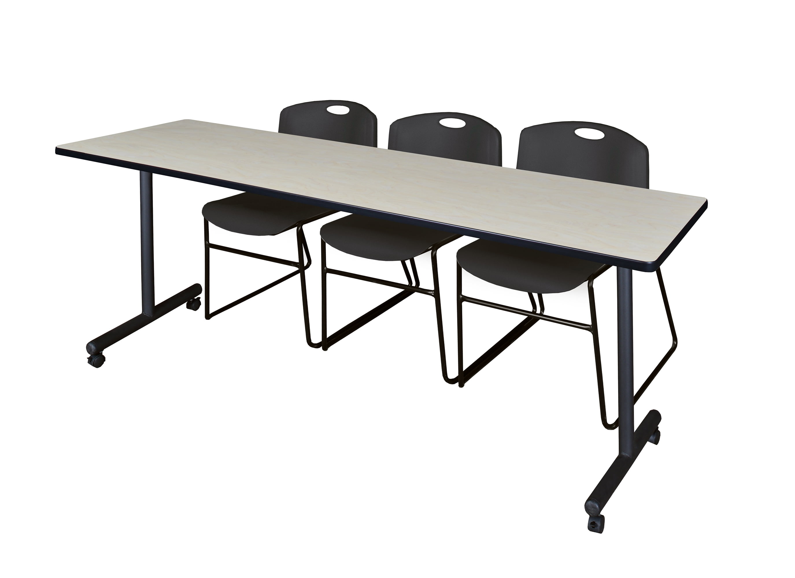 Romig Axis-Pro 84 x 24 in. Mobile T-Base Training Table- Maple, 2 Zeng ...