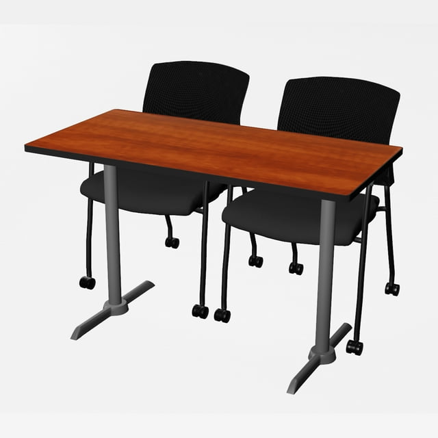 Romig Cain 48 x 24 in. T-Base Training Seminar Table- Cherry Table Top ...