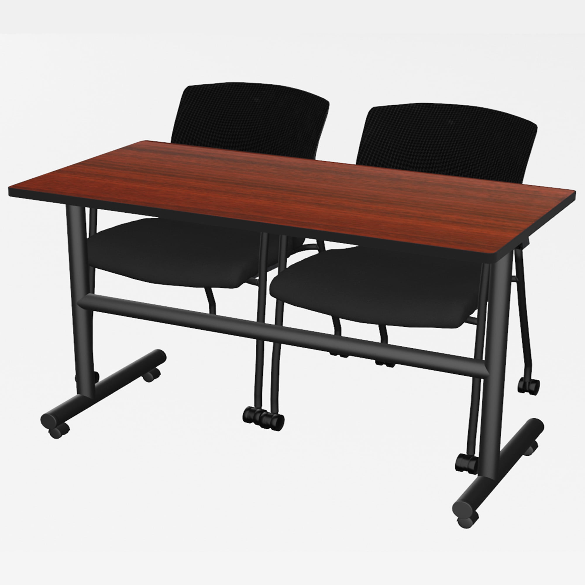 Romig Kobe 48 x 24 in. Flip-Top Training Nesting Table- Mahogany & 2 ...