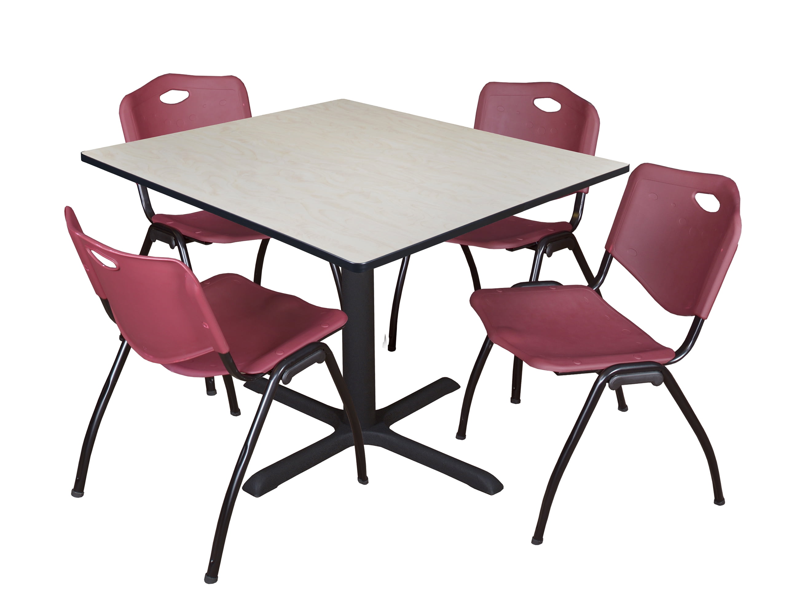 Romig Pillar 48 in. Square X-Base Breakroom Table- Maple & 4 M Stack ...