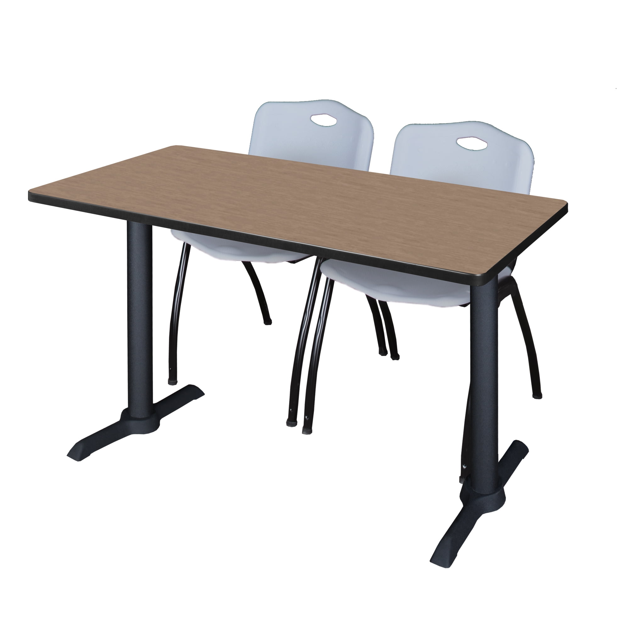 Romig Pillar 48 x 24 in. T-Base Training Seminar Table- Noble Oak & 2 M ...