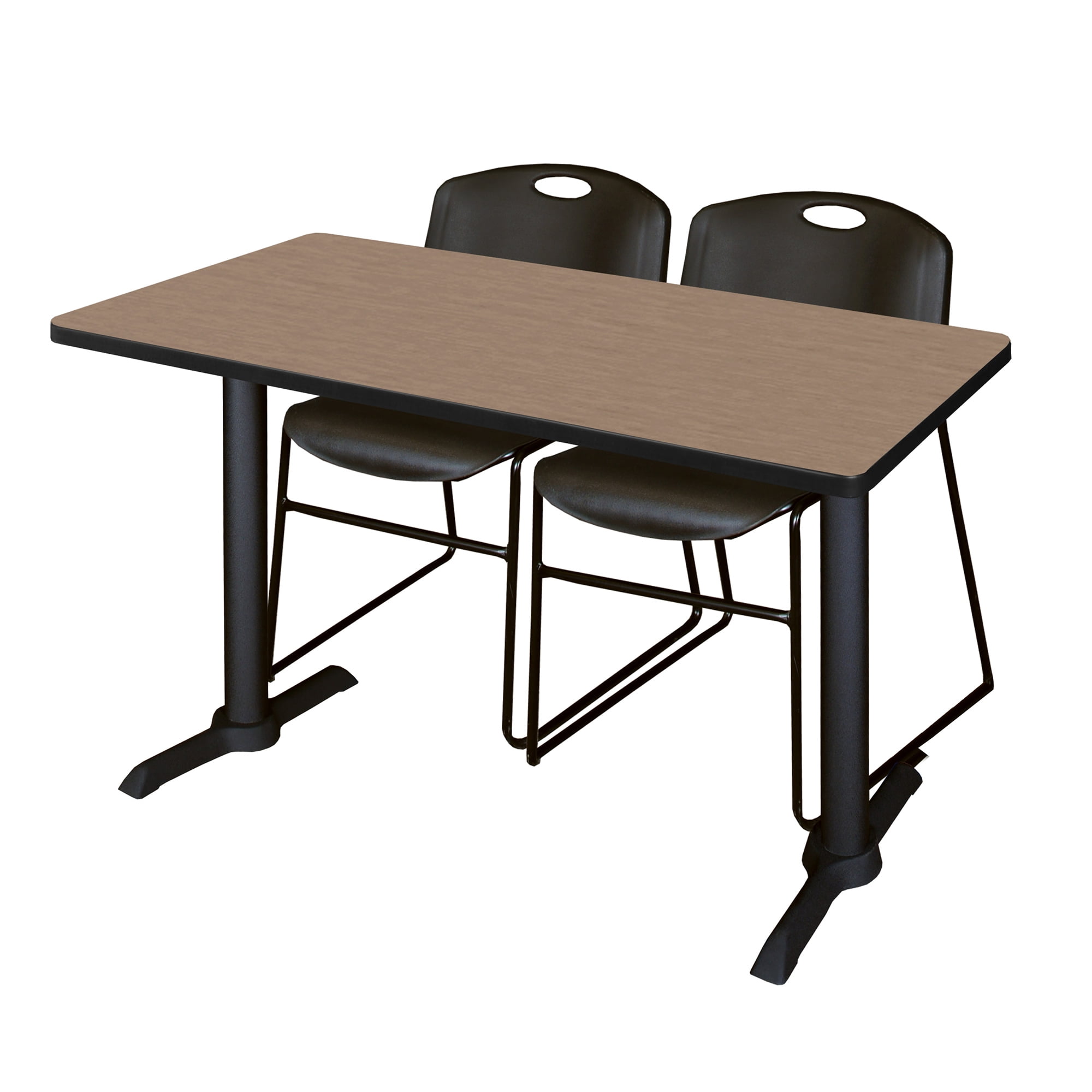 Romig Pillar 48 x 24 in. T-Base Training Seminar Table- Noble Oak & 2 ...