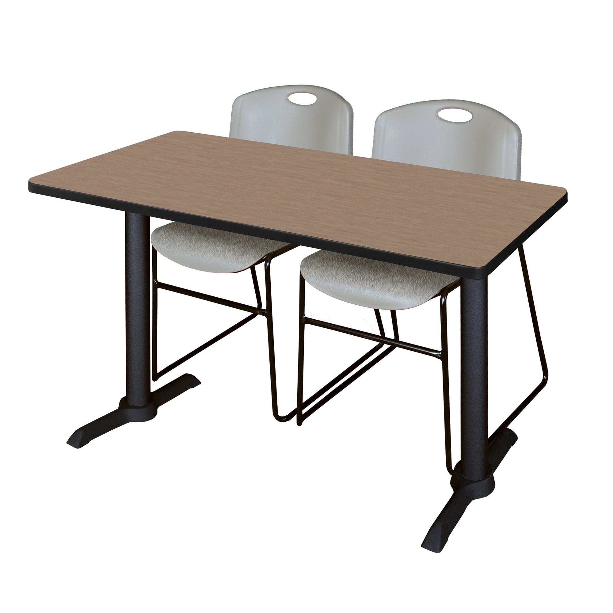 Romig Pillar 48 x 24 in. T-Base Training Seminar Table- Noble Oak & 2 ...