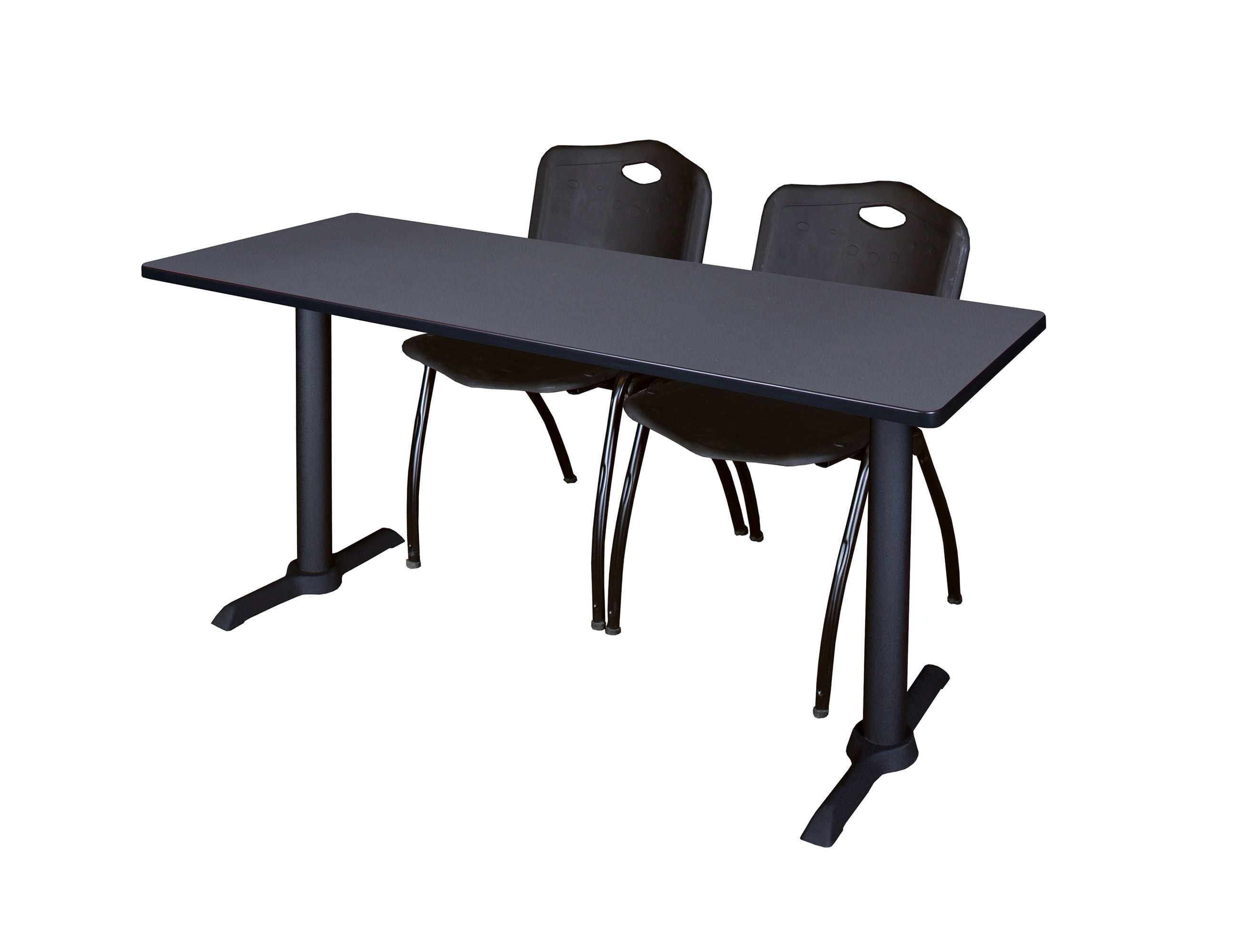 Romig Pillar 60 x 24 in. T-Base Training Seminar Table- Grey & 2 M ...
