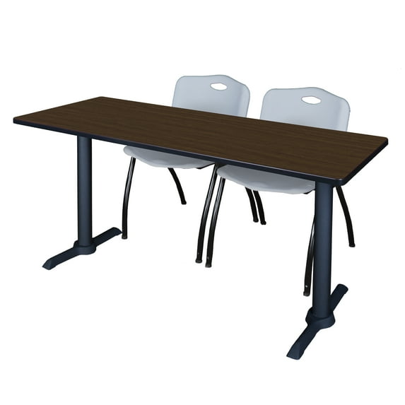 Romig Pillar 60 x 24 in. T-Base Training Seminar Table- Neo Walnut & 2 ...