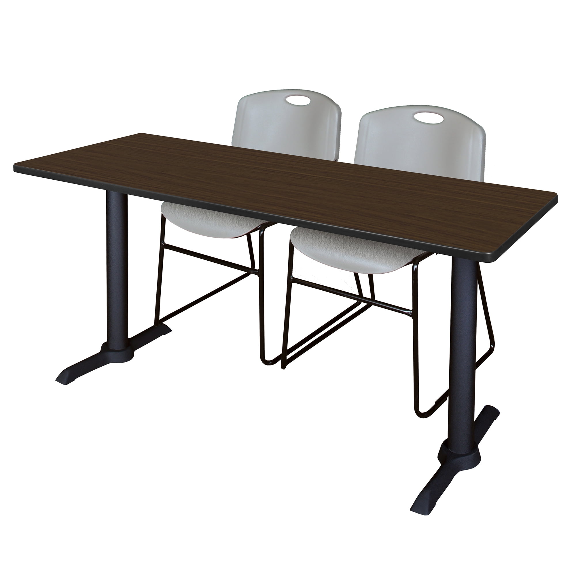 Romig Pillar 60 x 24 in. T-Base Training Seminar Table- Neo Walnut & 2 ...