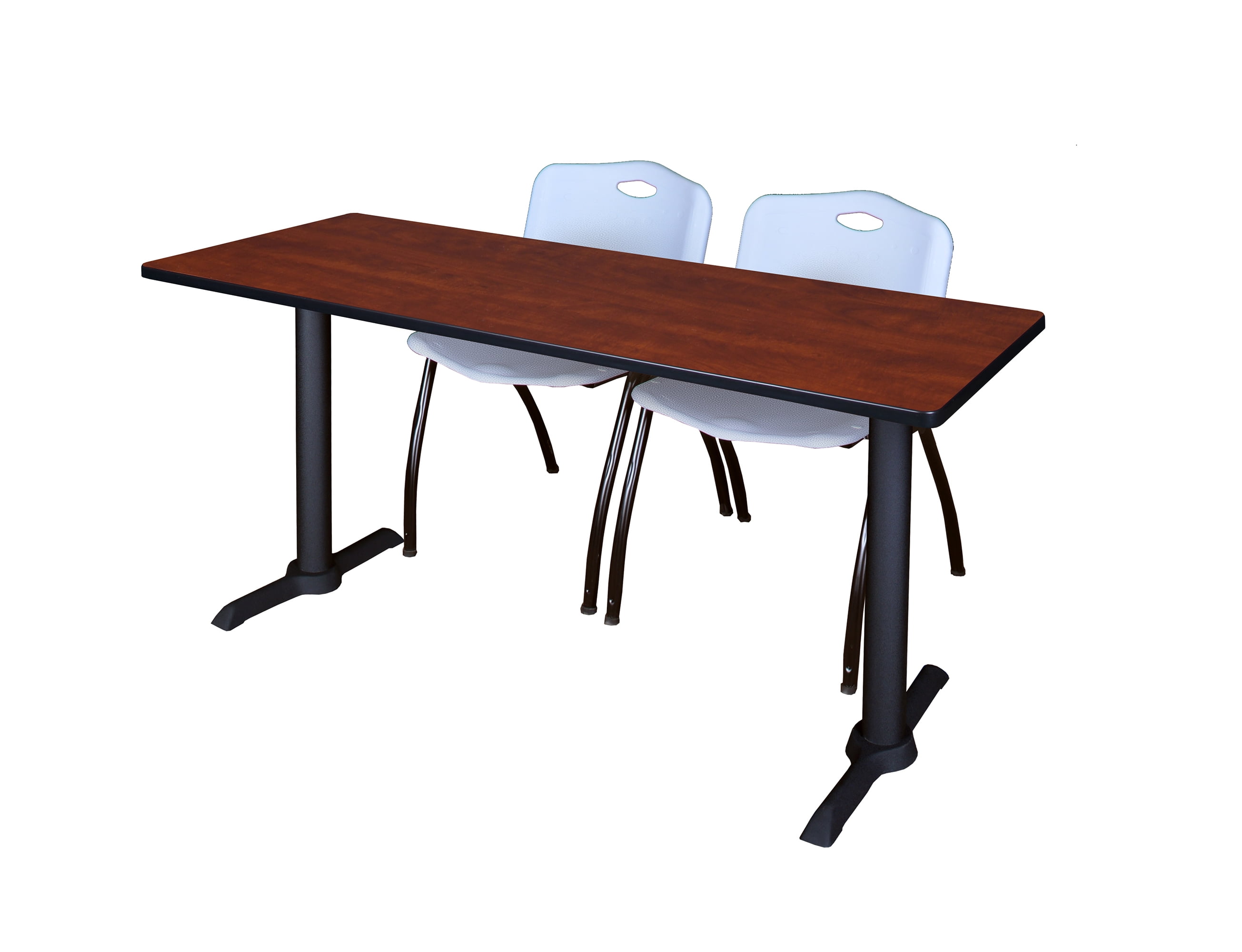 Romig Pillar 66 x 24 in. T-Base Training Seminar Table- Cherry & 2 M ...